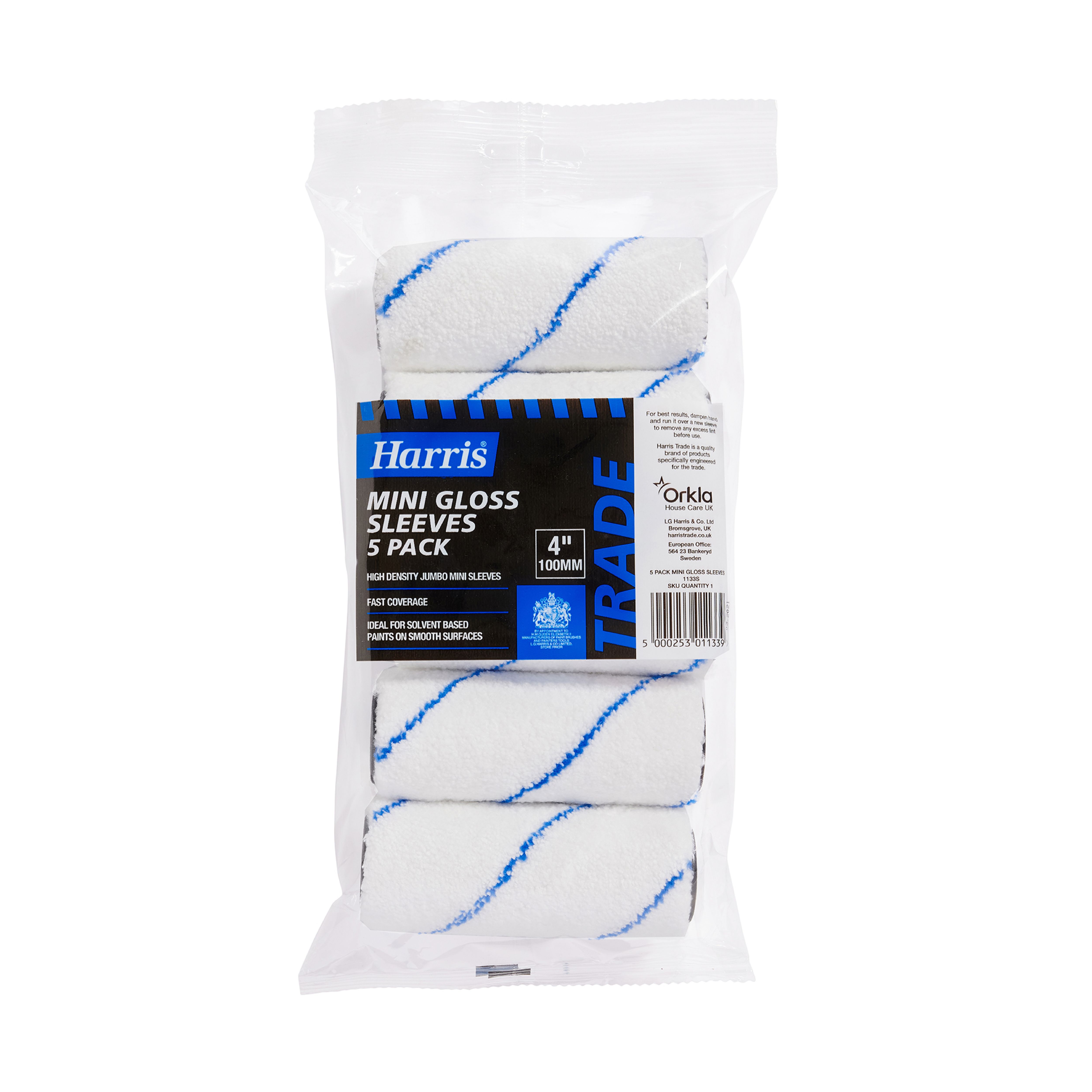 Harris Trade Gloss 4" Mini Roller sleeve, Pack of 5