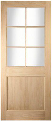 Hatfield 1 panel Clear Glazed Fir veneer External Front Door, (H)1981mm ...