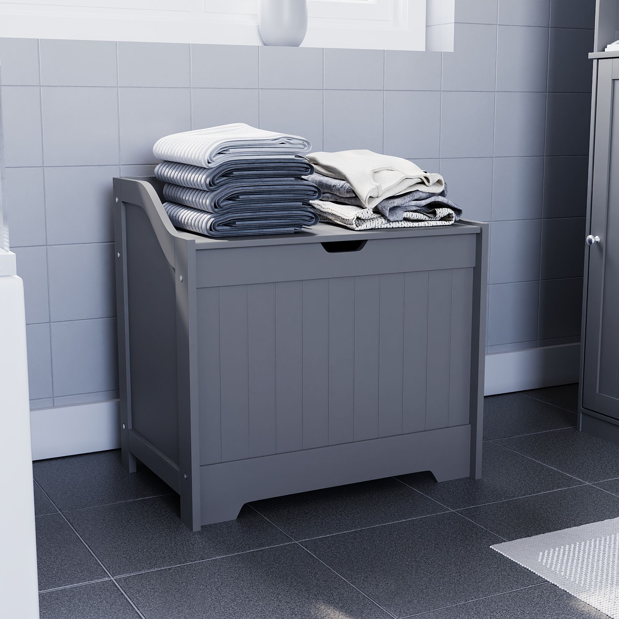 Hayle Matt Grey Wooden Laundry chest