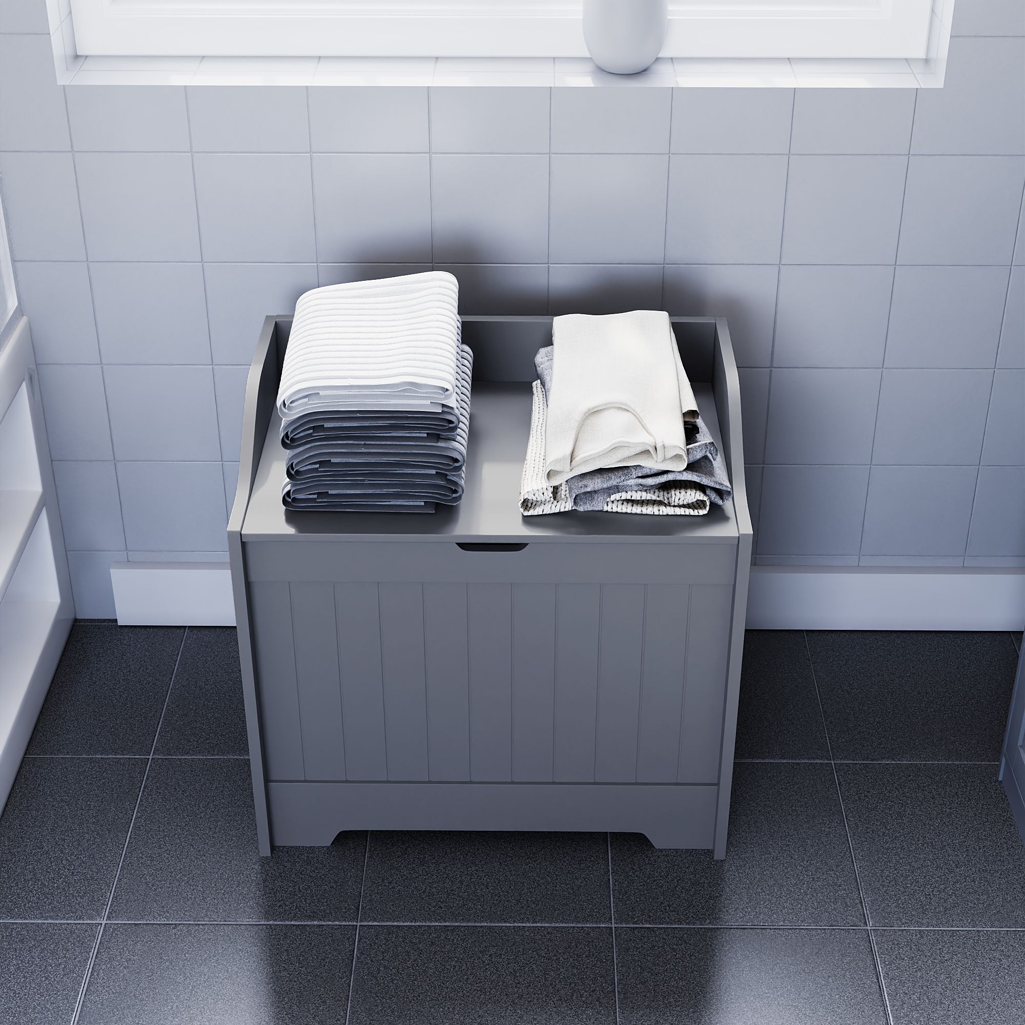 Hayle Matt Grey Wooden Laundry chest