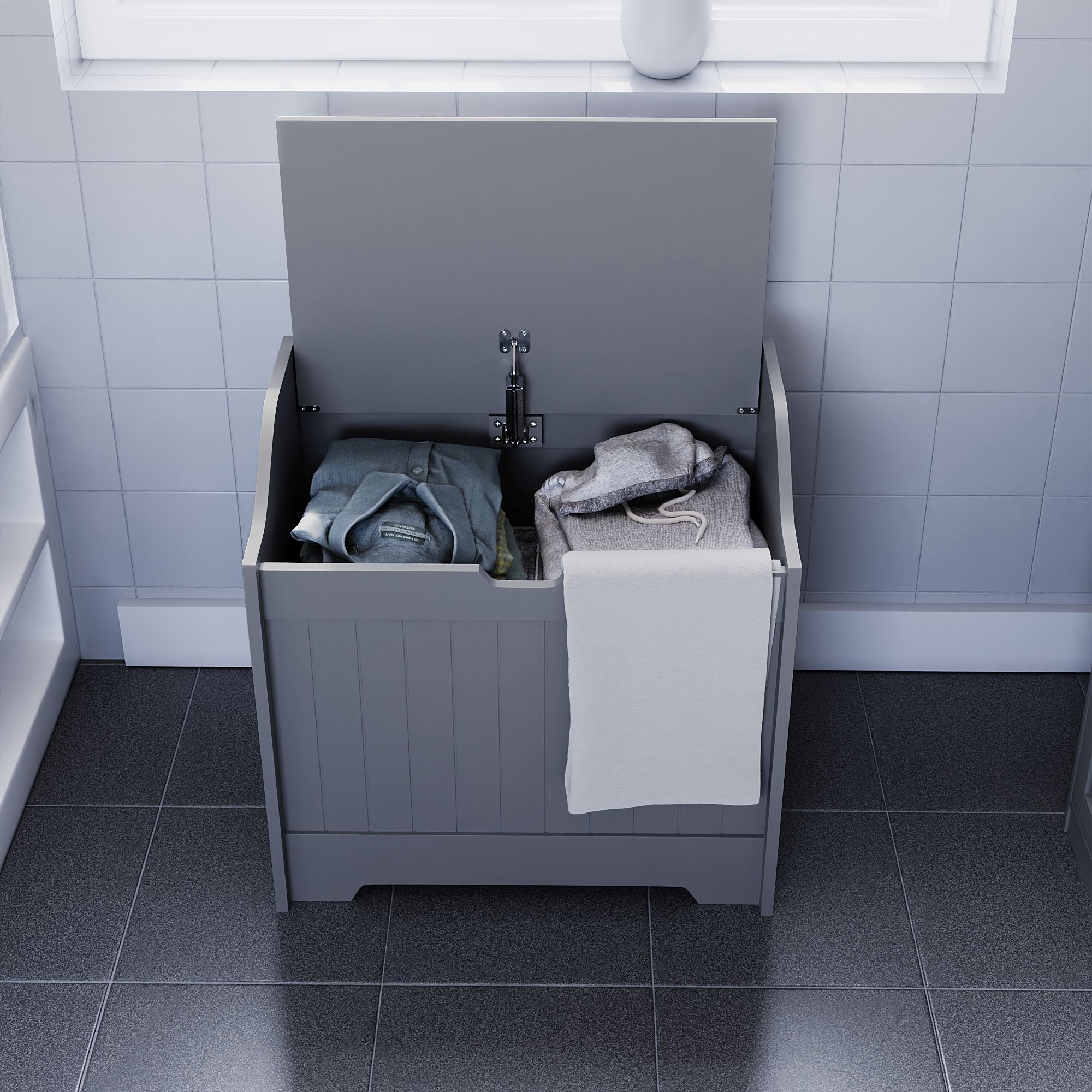 Hayle Matt Grey Wooden Laundry chest