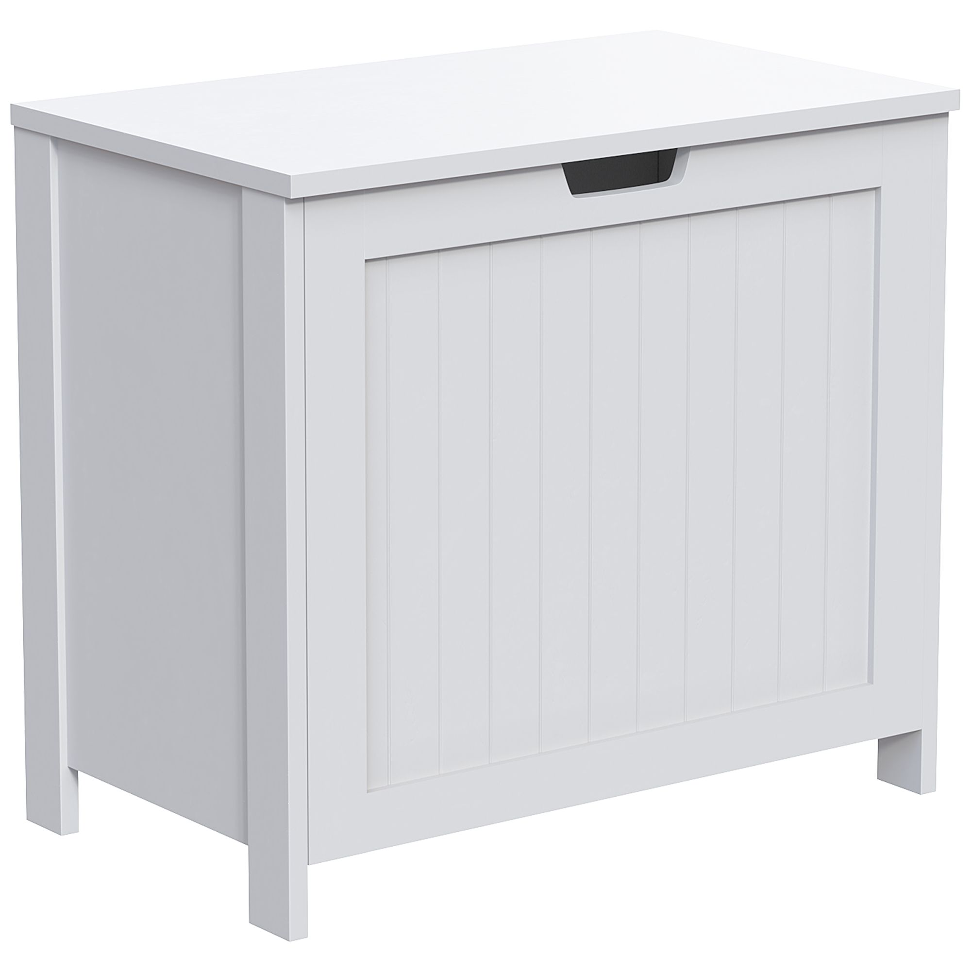Hayle Matt White Wooden Large Laundry hamper