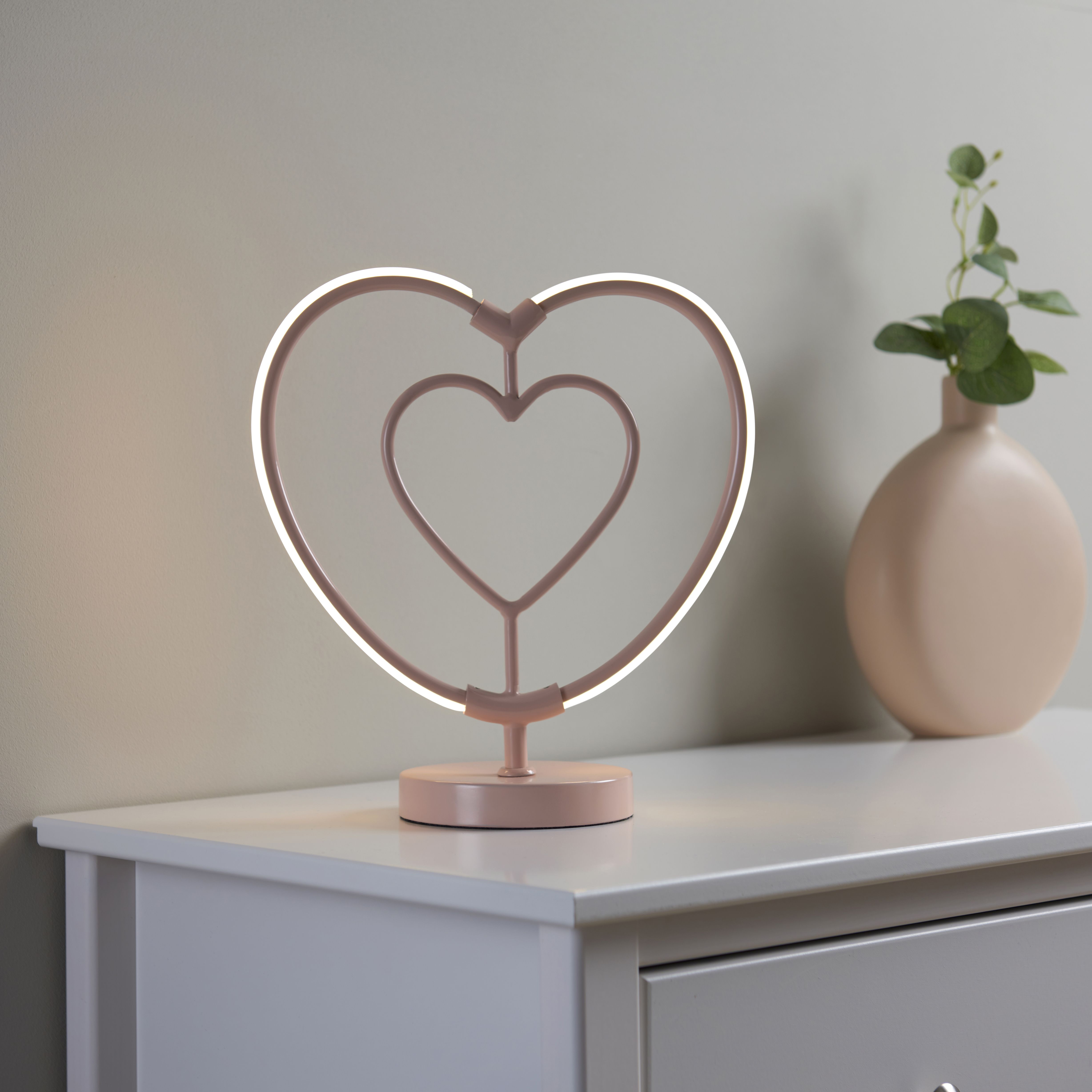 Heart Pink LED Table lamp | DIY at B&Q