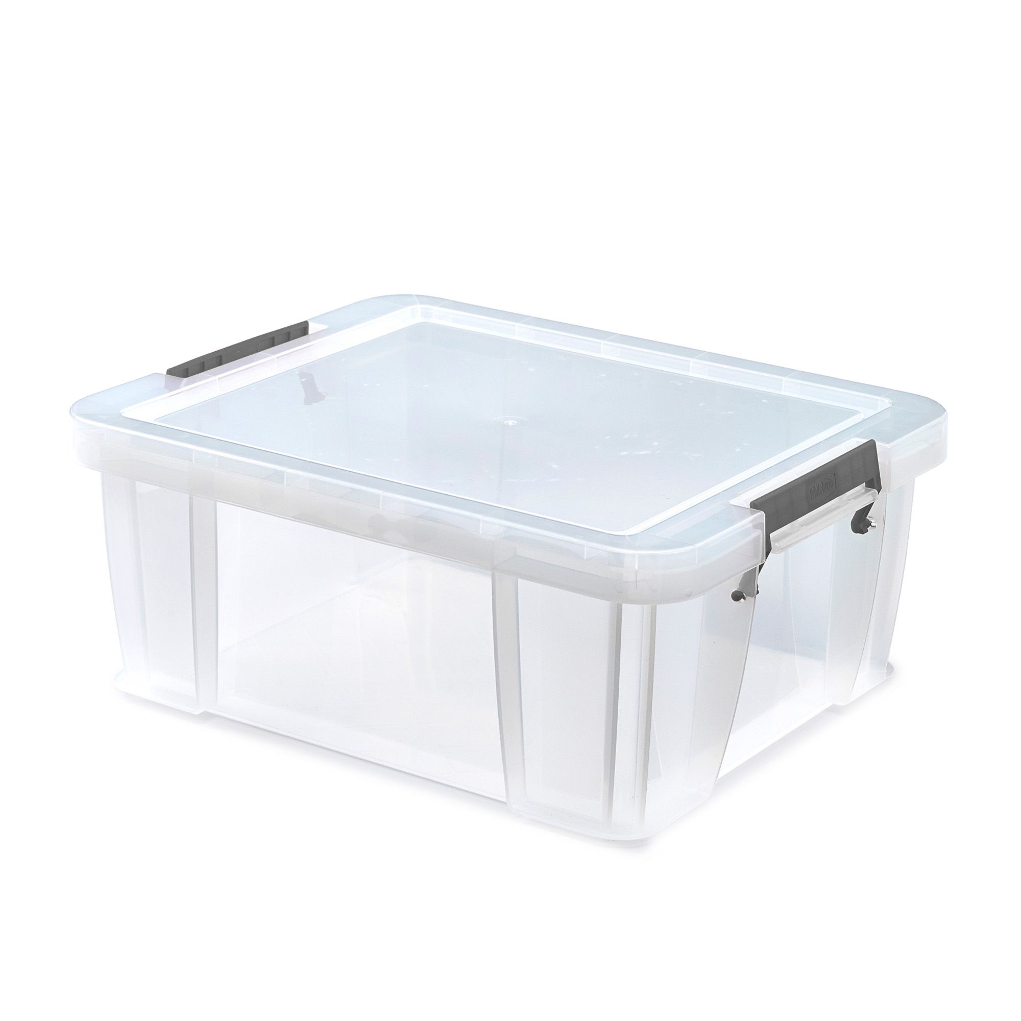 Heavy duty Clear 24L Plastic Stackable Storage box & Lid | DIY at B&Q