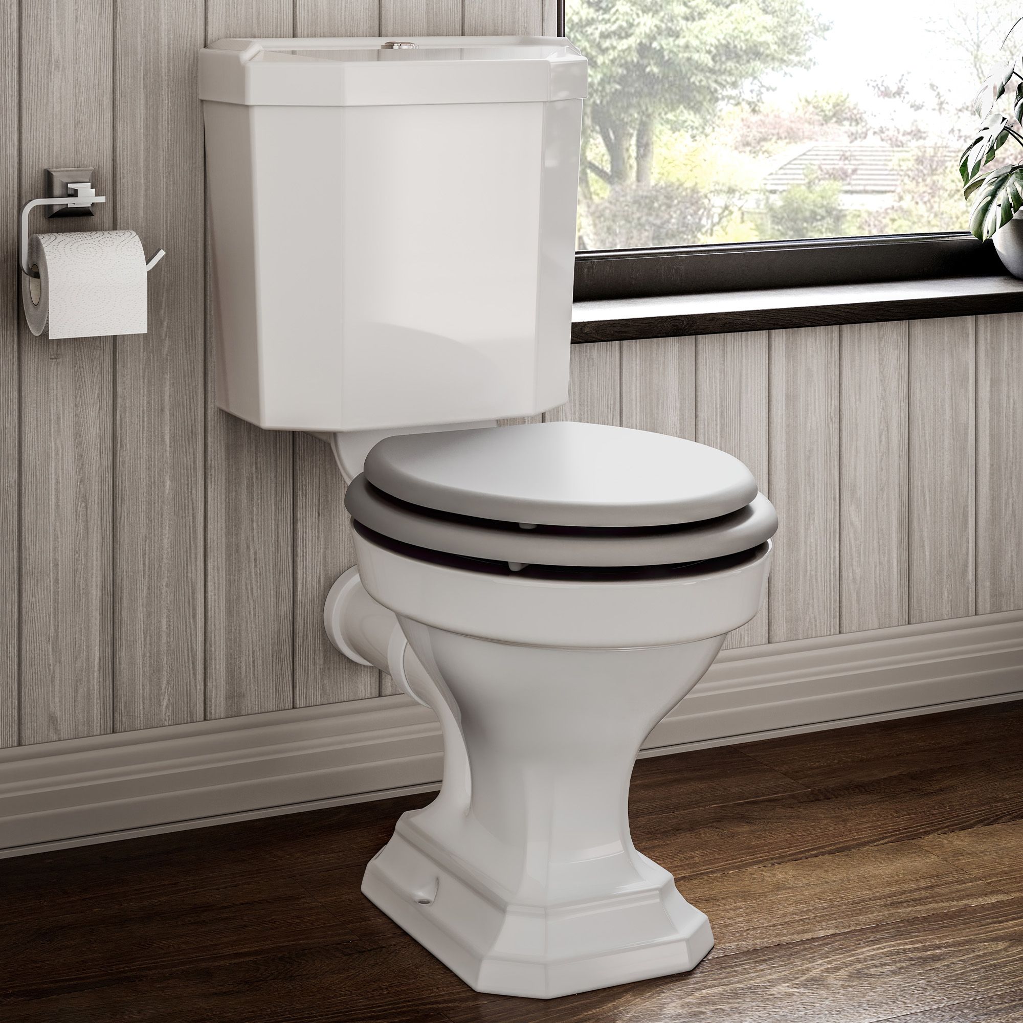 Heritage Upperton White Close-coupled Toilet with Soft close seat ...