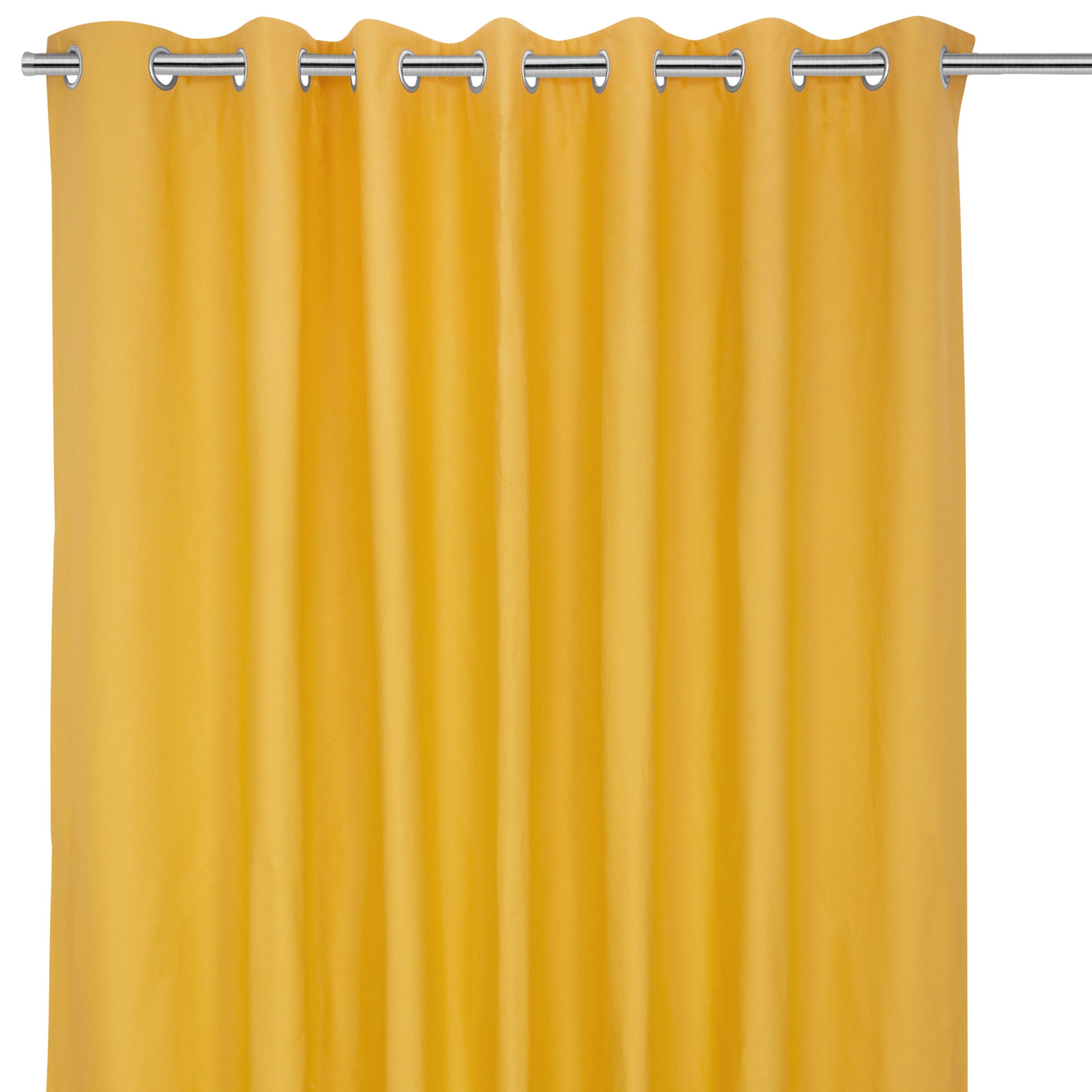 Hiva Yellow Solid dyed Lined Eyelet Curtain (W)228cm (L)228cm, Pair ...