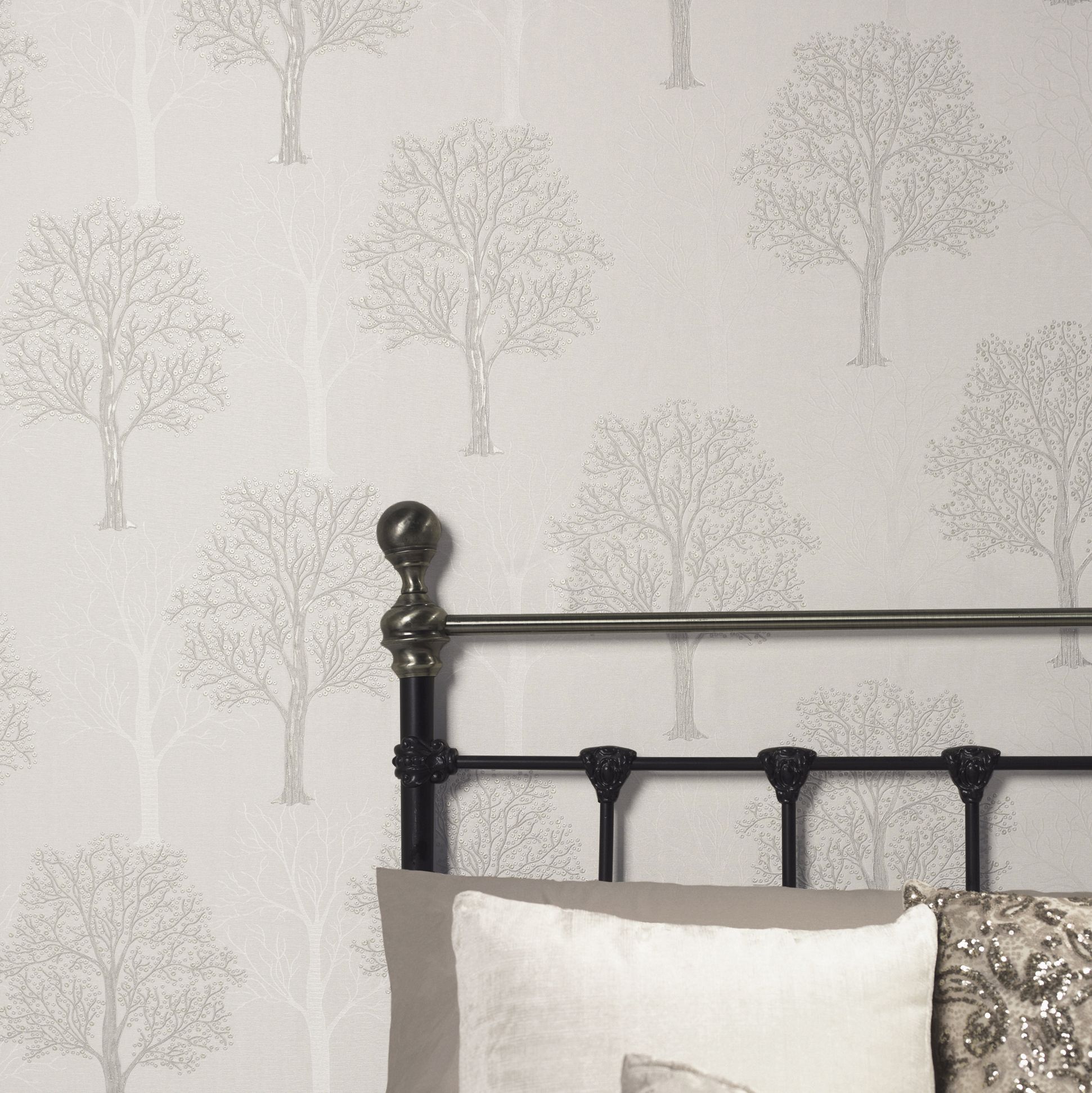 Holden Décor Opus Ornella Dove Metallic effect Tree Embossed Wallpaper ...