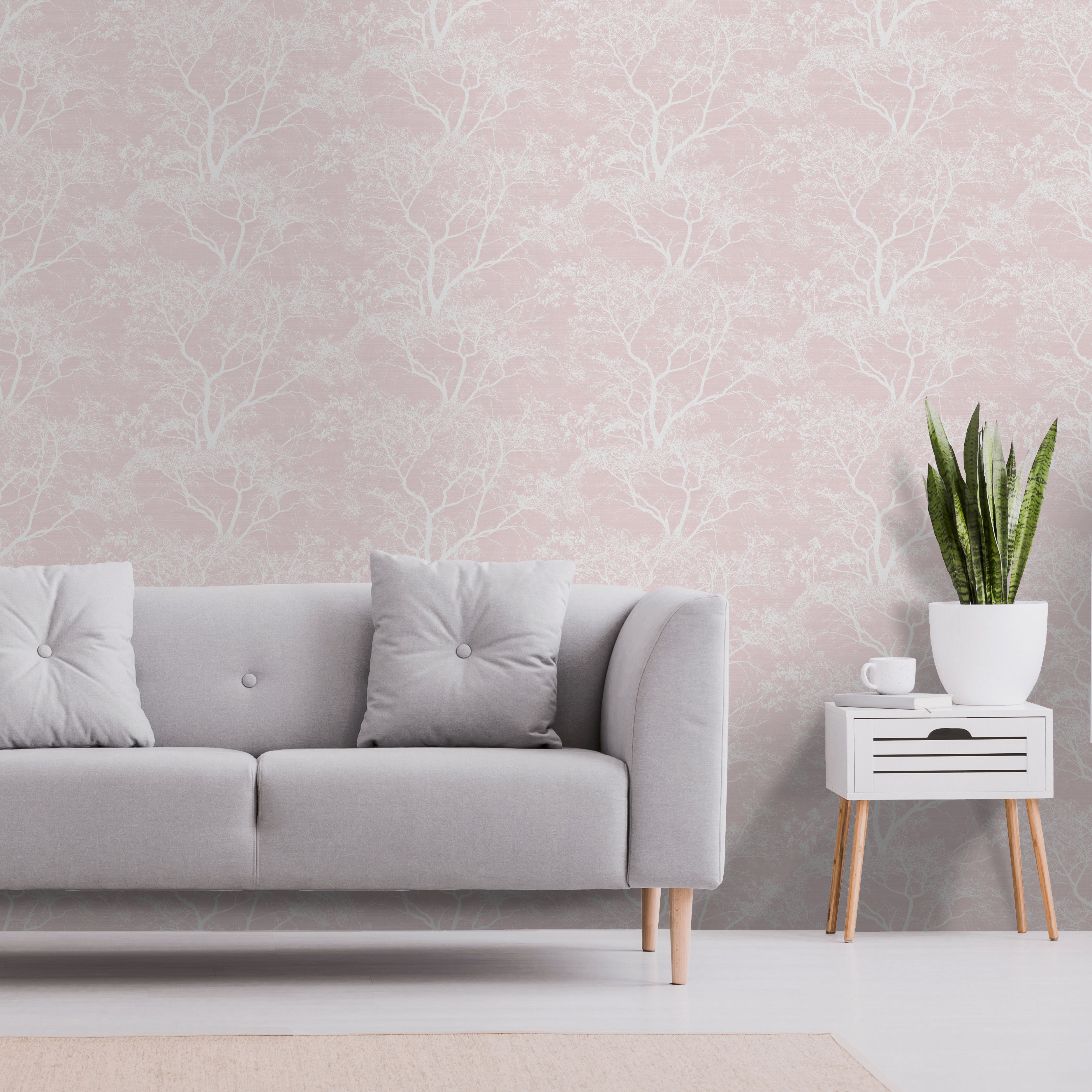 Holden Décor Statement Whispering Pink Glitter effect Tree Textured ...