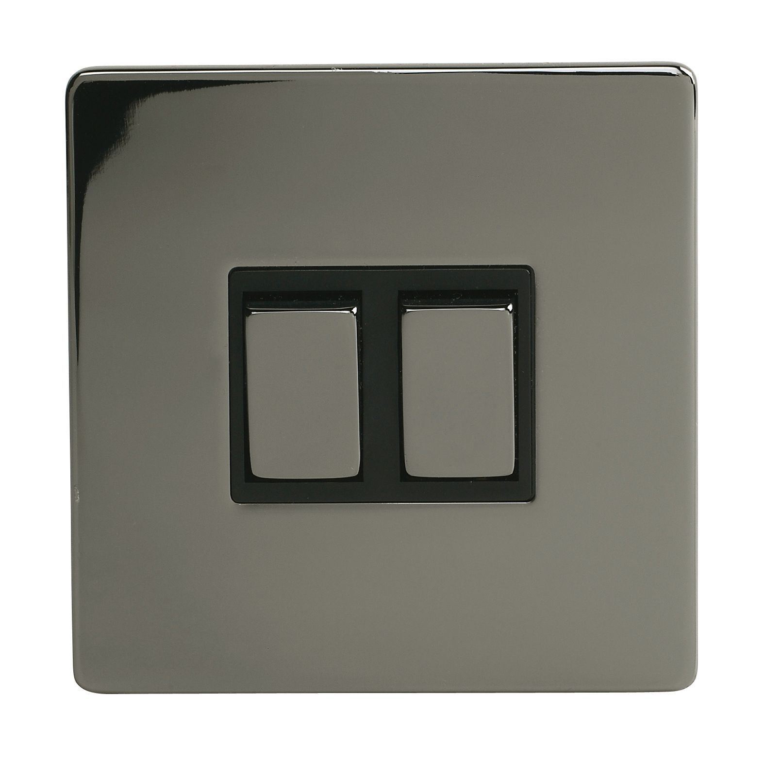Holder 10A 2 way 2 gang Light switch Gloss Black Iridium effect