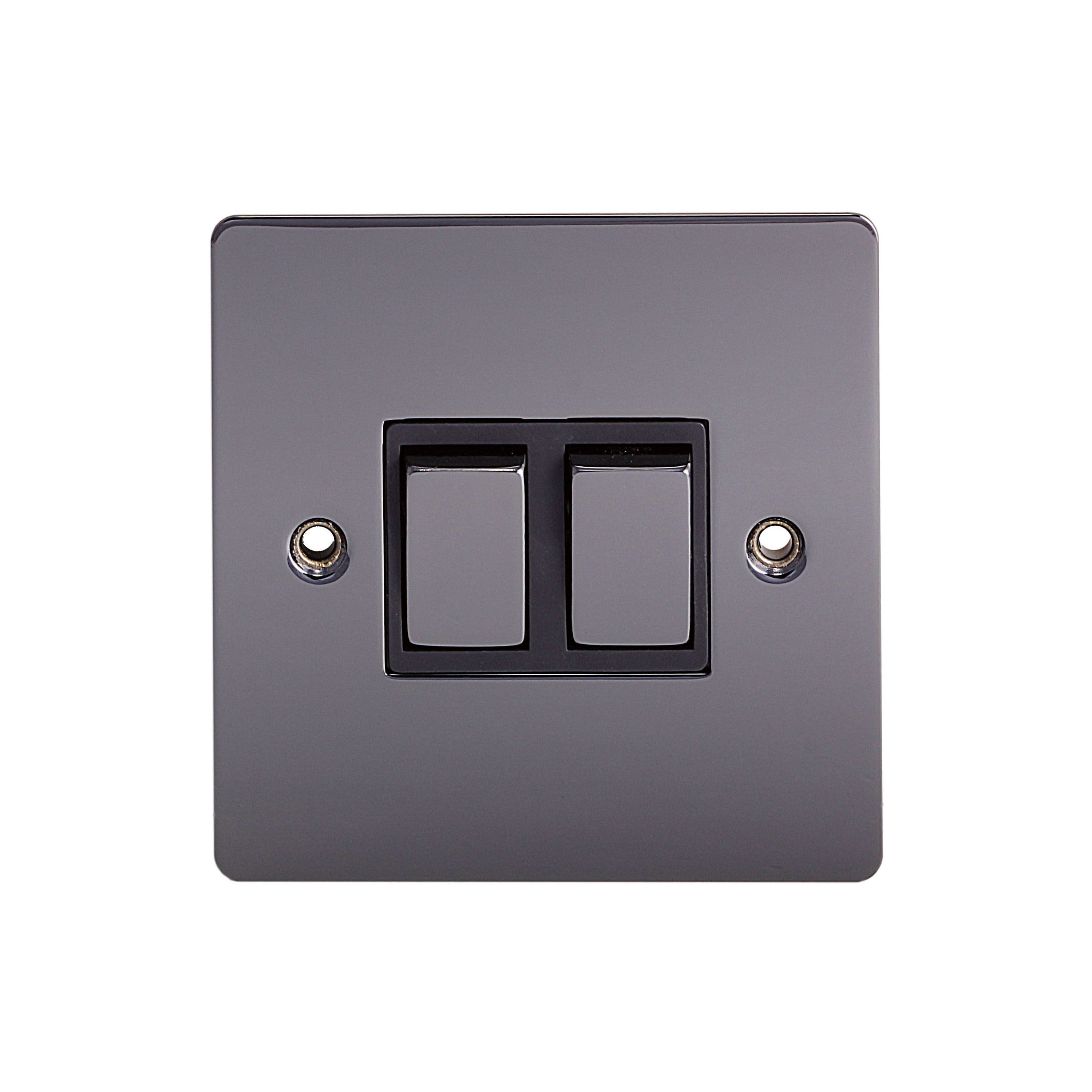 Holder Black Nickel 10A 2 way 2 gang Light Switch