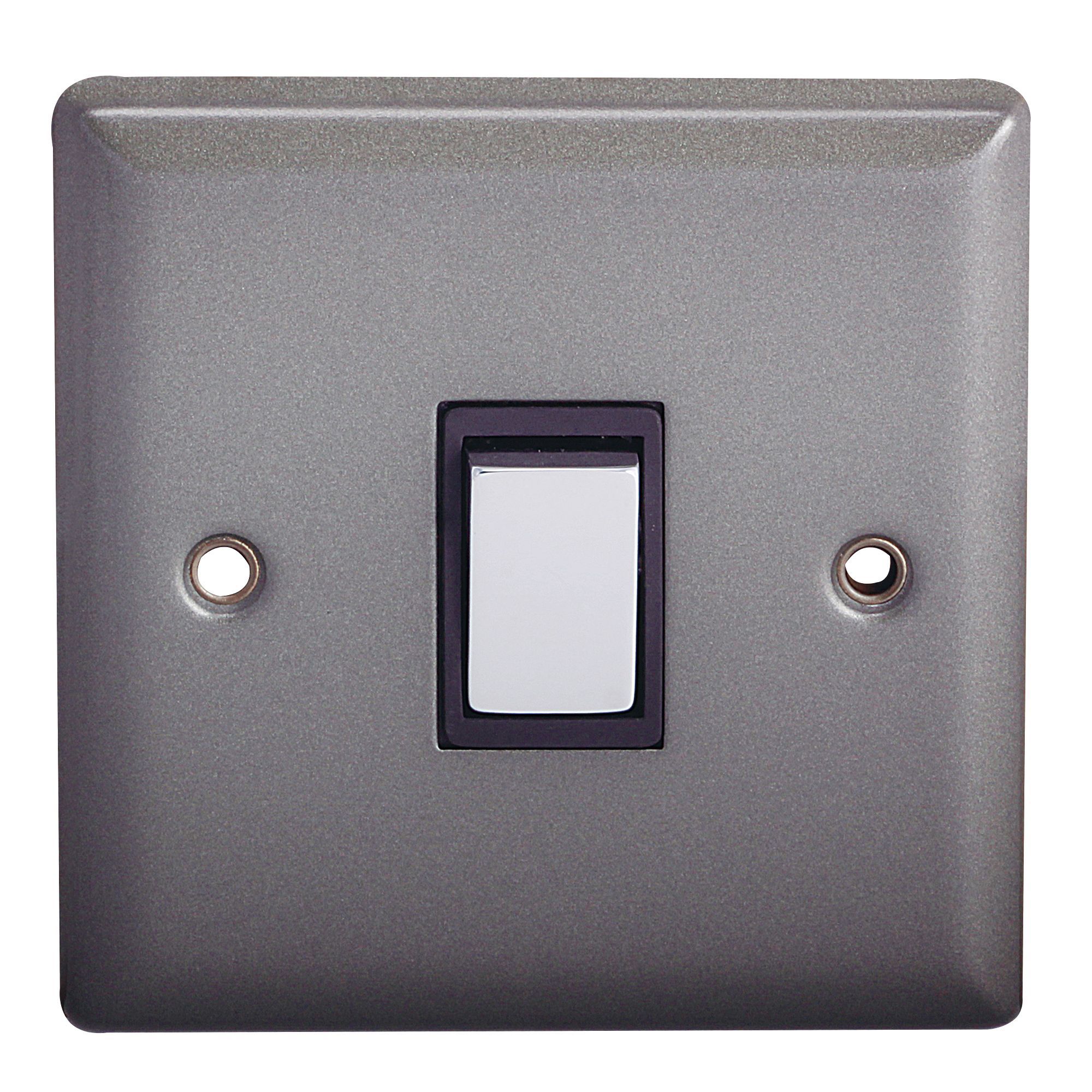 Holder Matt grey pewter effect Single 10A 2 way Light Switch | DIY at B&Q