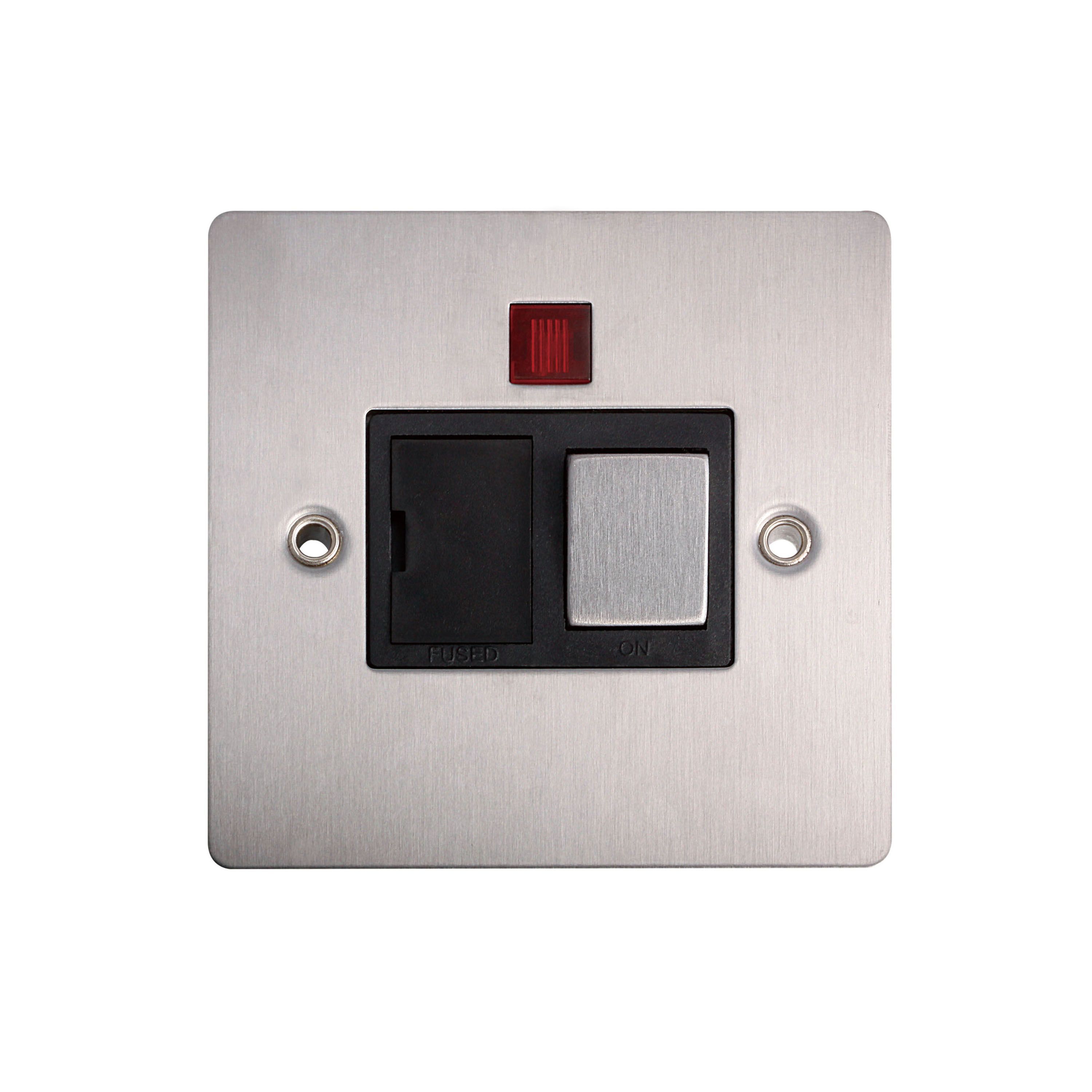 Holder Stainless steel effect 13A 1 gang Flat Fused spur Switch | DIY ...