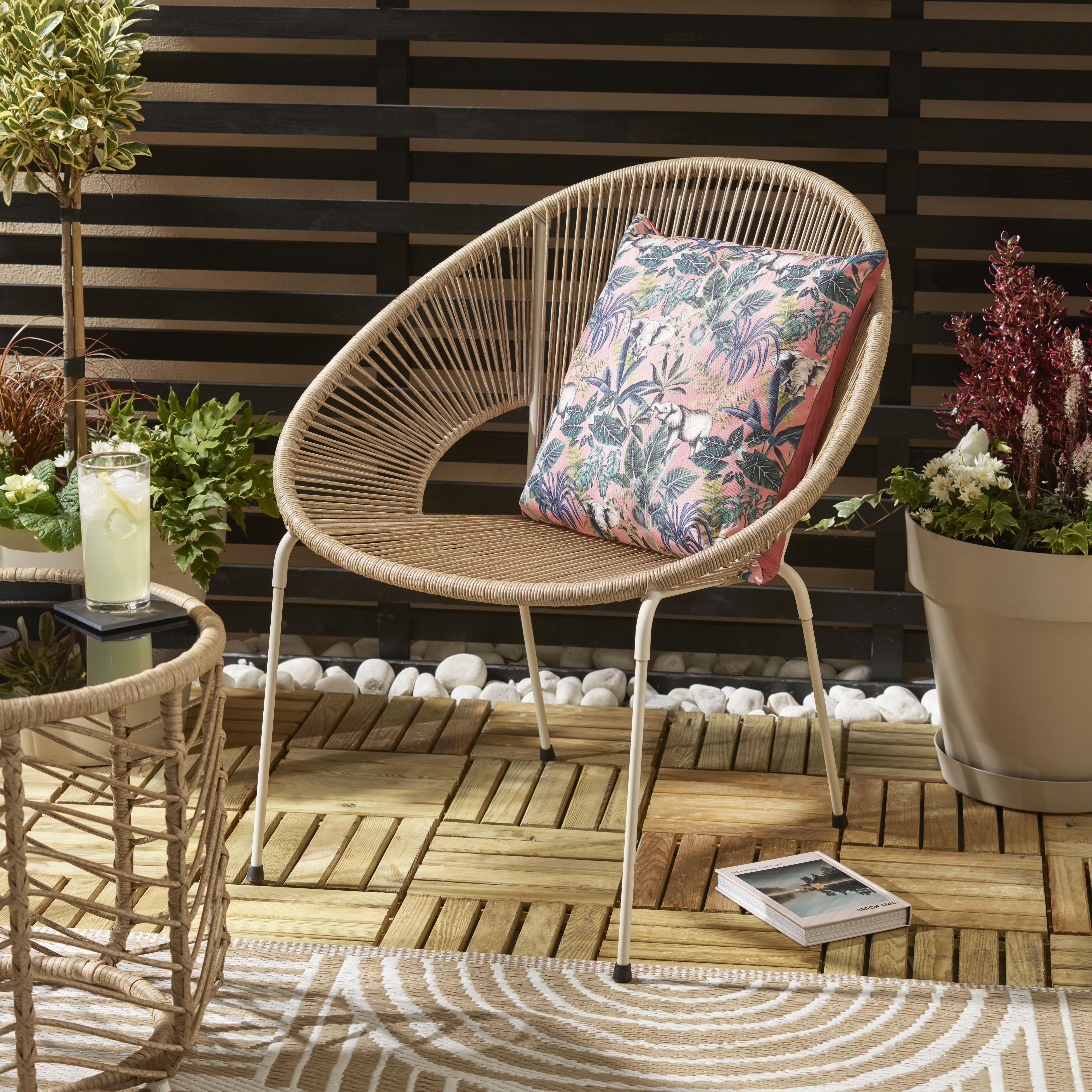 Hosti Beige Rattan effect Armchair