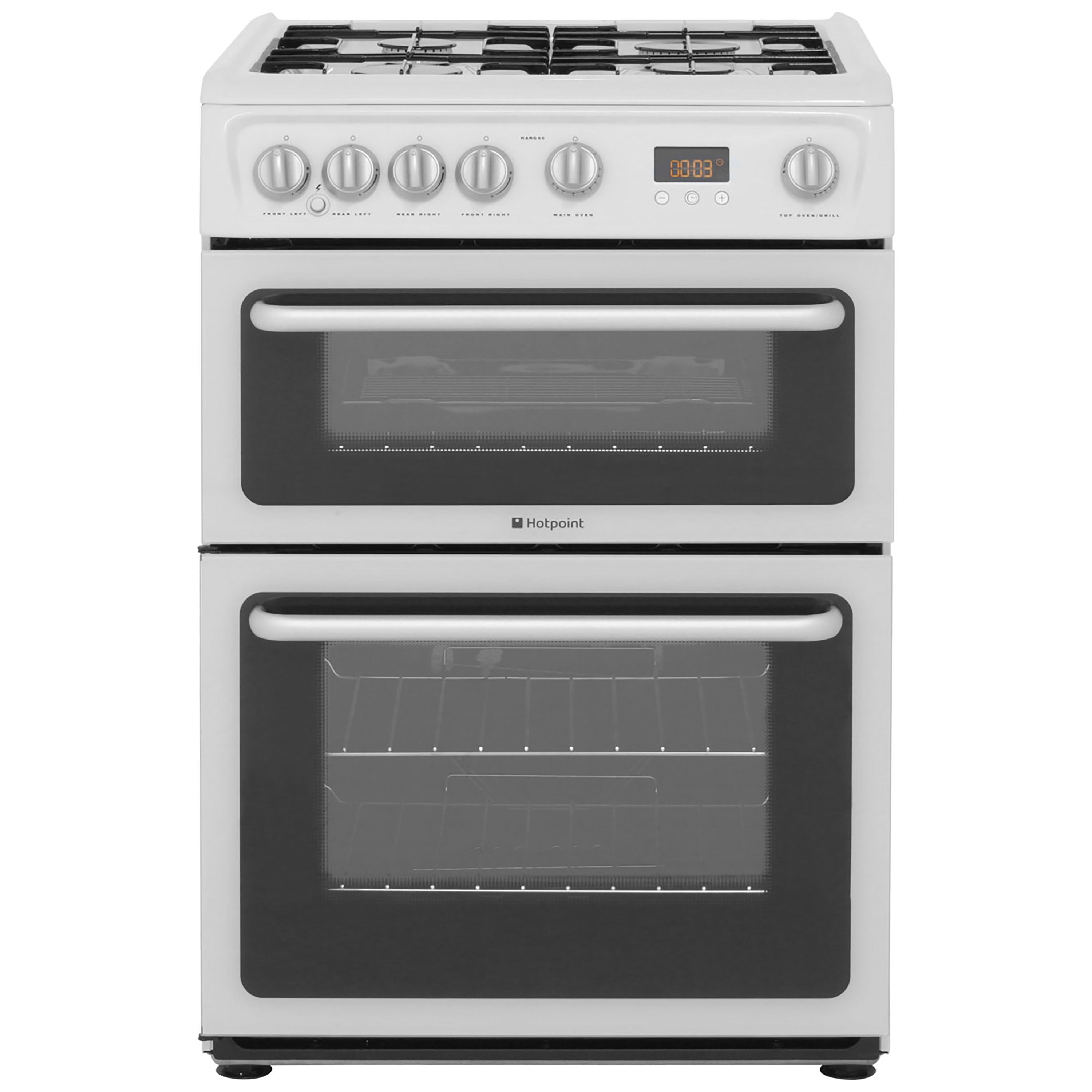 HOTPOINT HARG60K 60CM DOUBLE GAS COOKER WITH GAS HOB - WHITE