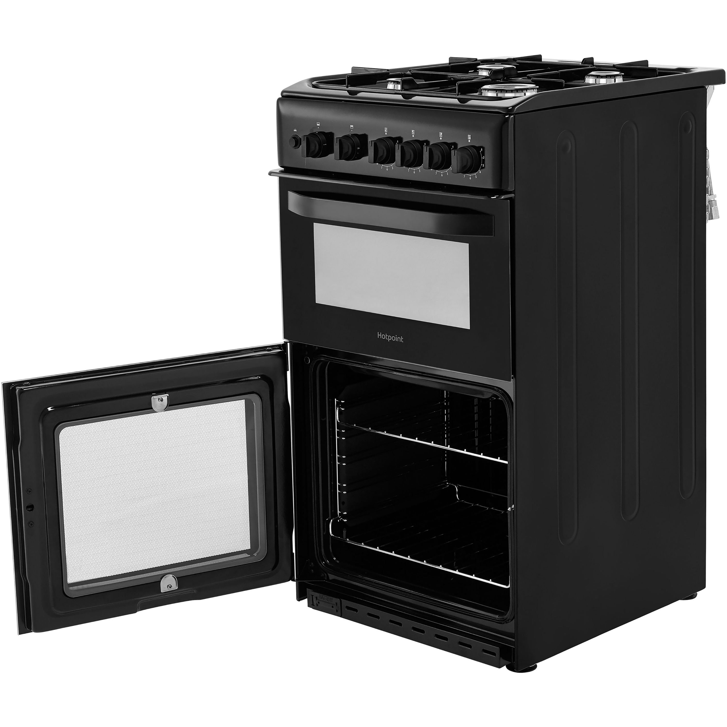 Hotpoint HD5G00KCB_BK 50cm Double Gas Cooker with Gas Hob - Black