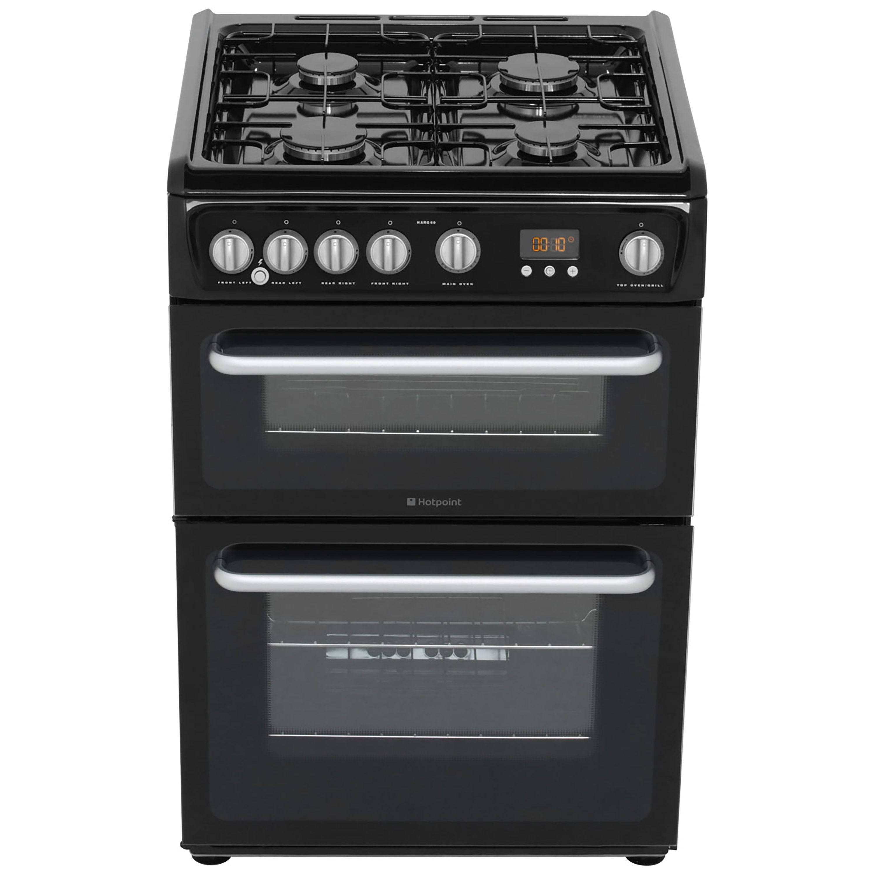 Hotpoint HDE3211BWUK 60cm Double Gas Cooker with Gas Hob - Black