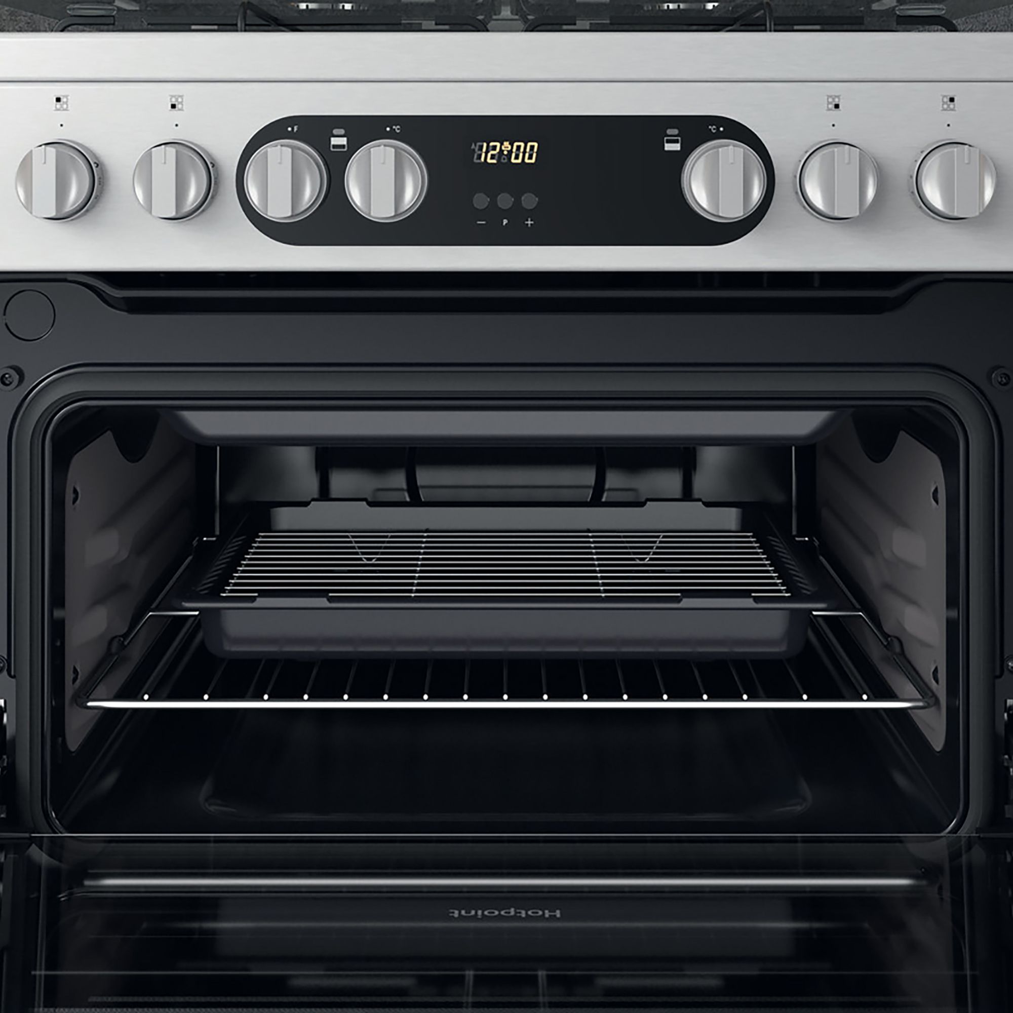 Hotpoint HDM67G9C2CX/U_SI 60cm Double Electric & gas Cooker with Gas ...