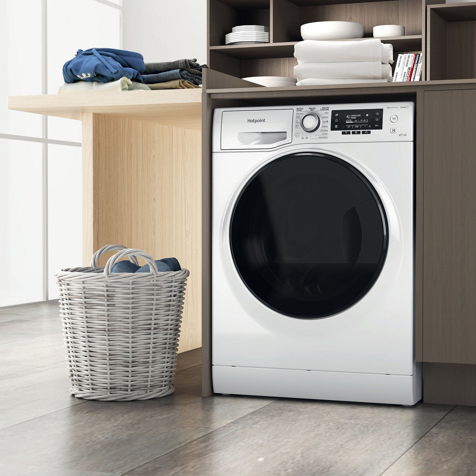 Hotpoint NDD8636DAUK_WH 8kg/6kg Freestanding Condenser Washer dryer - White
