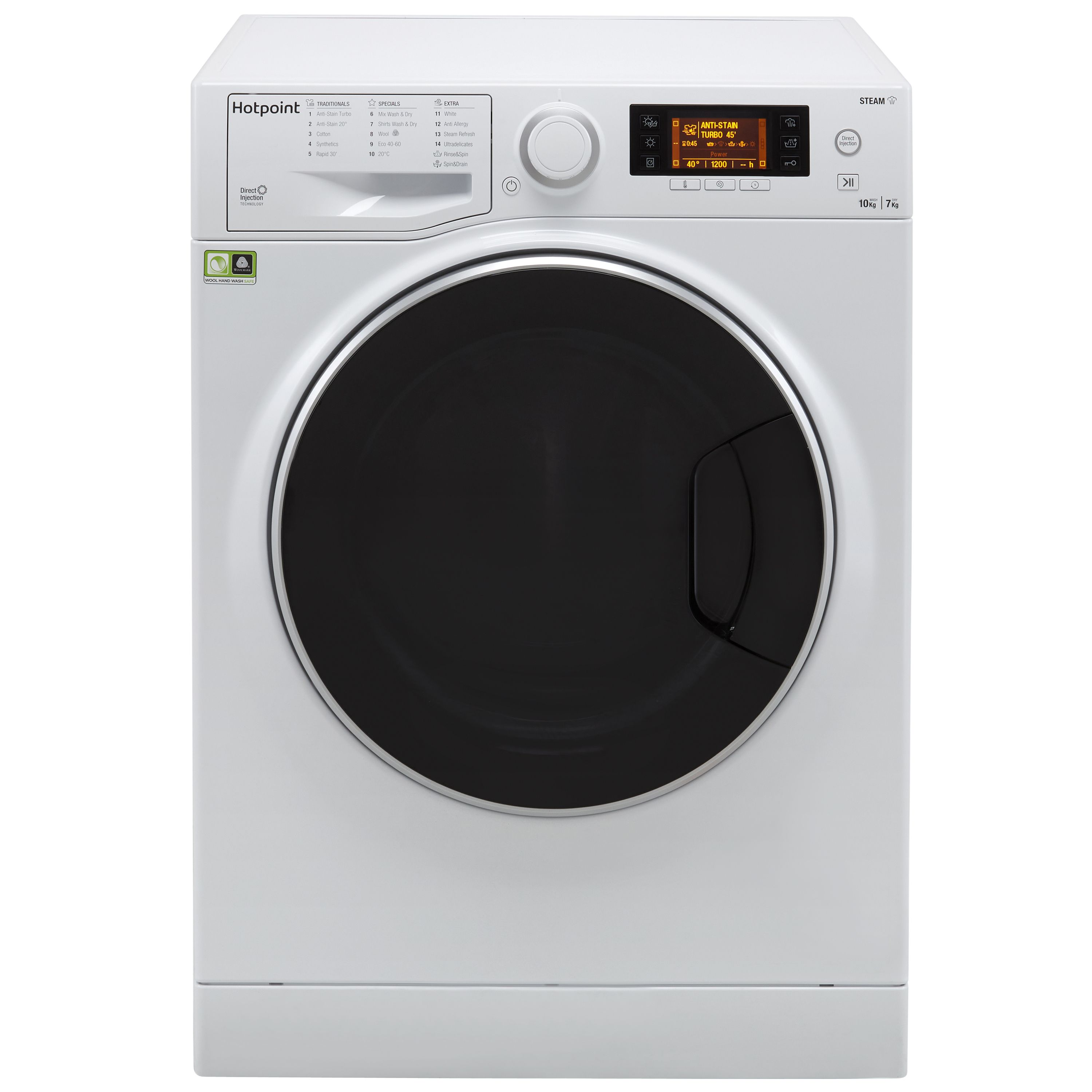 Hotpoint RD1076JDUKN_WH 10kg/7kg Freestanding Condenser Washer dryer ...