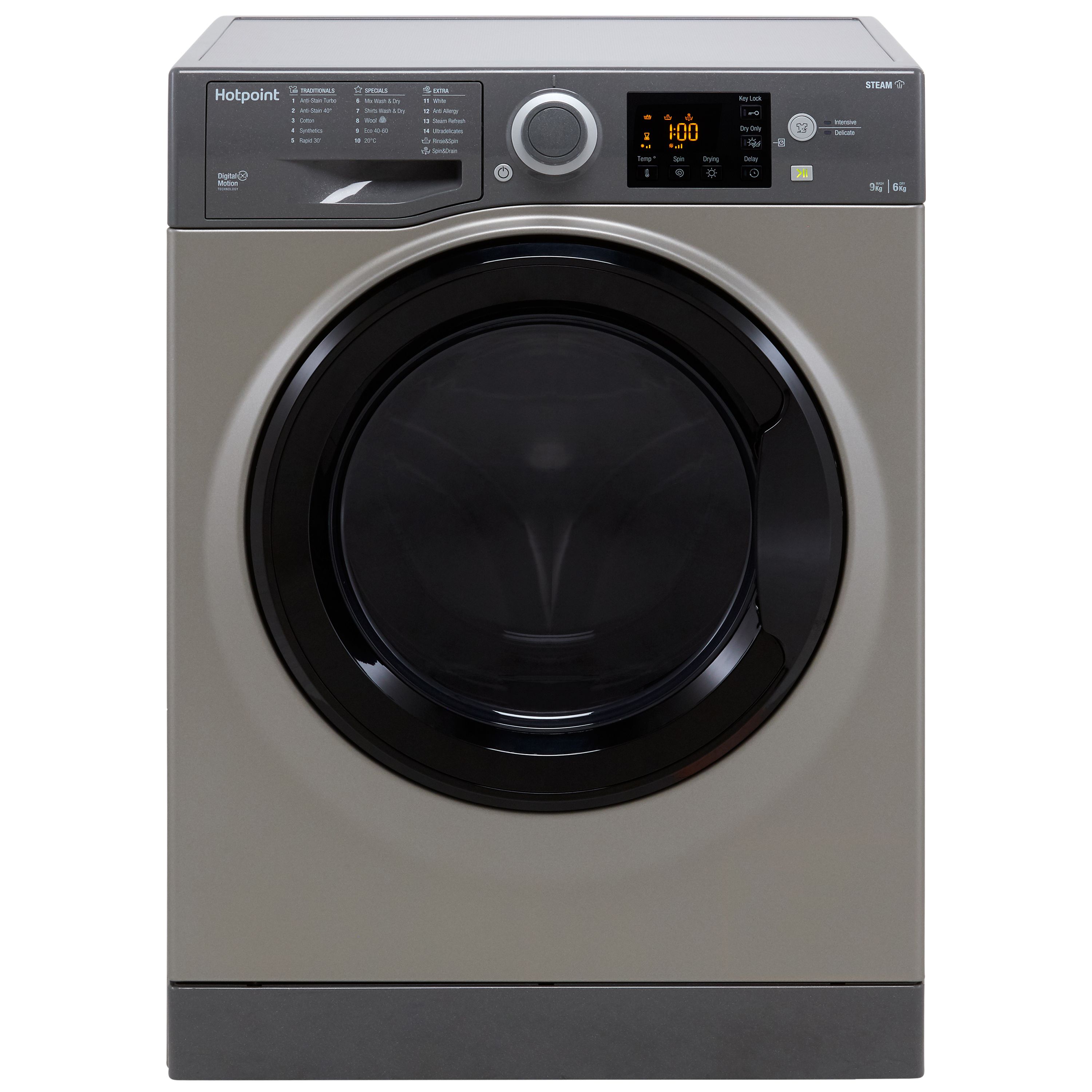 Hotpoint RDG9643GKUKN_GH 9kg/6kg Freestanding Condenser Washer dryer ...