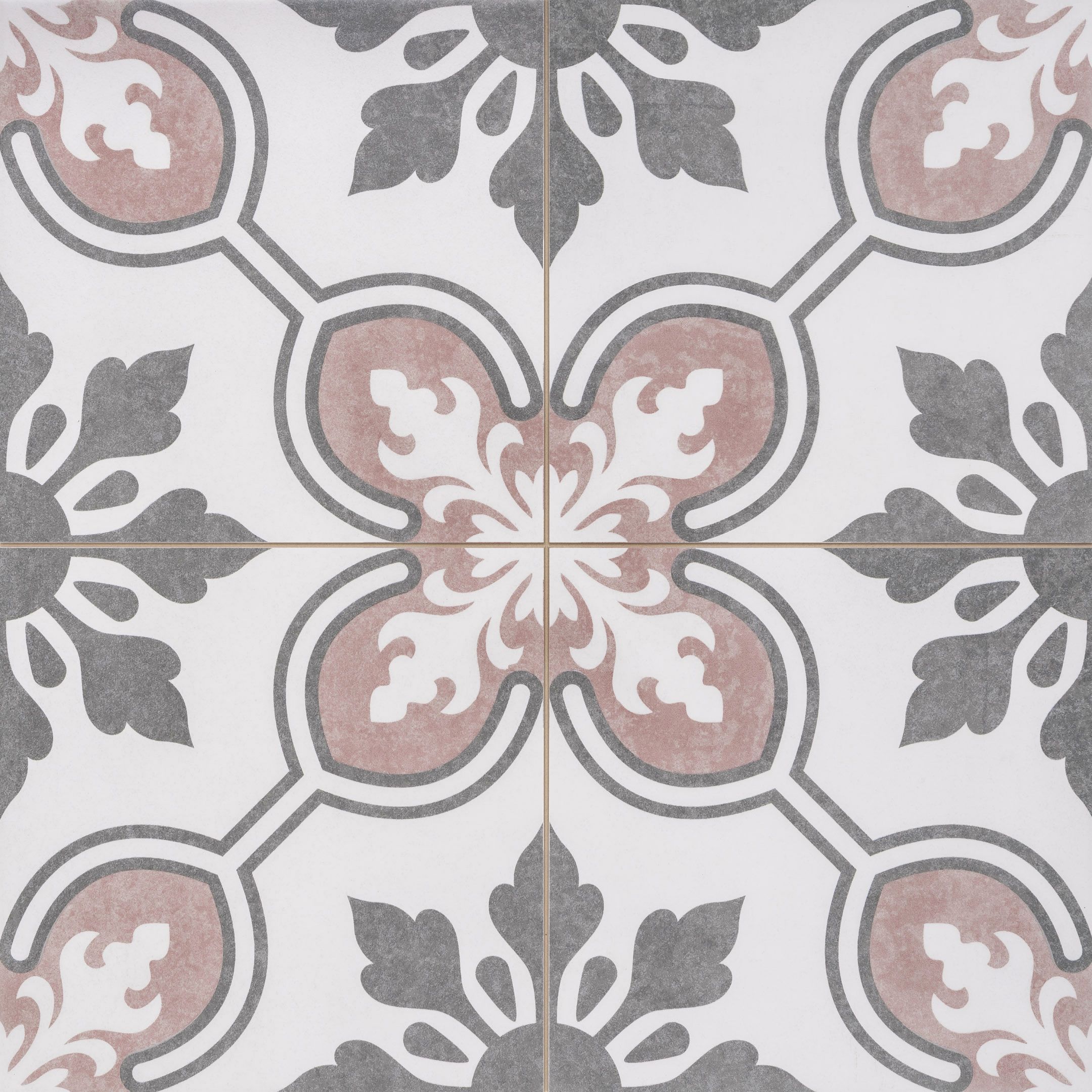 House of Mosaics Bermondsey Blush & grey Matt Patterned Porcelain Wall ...