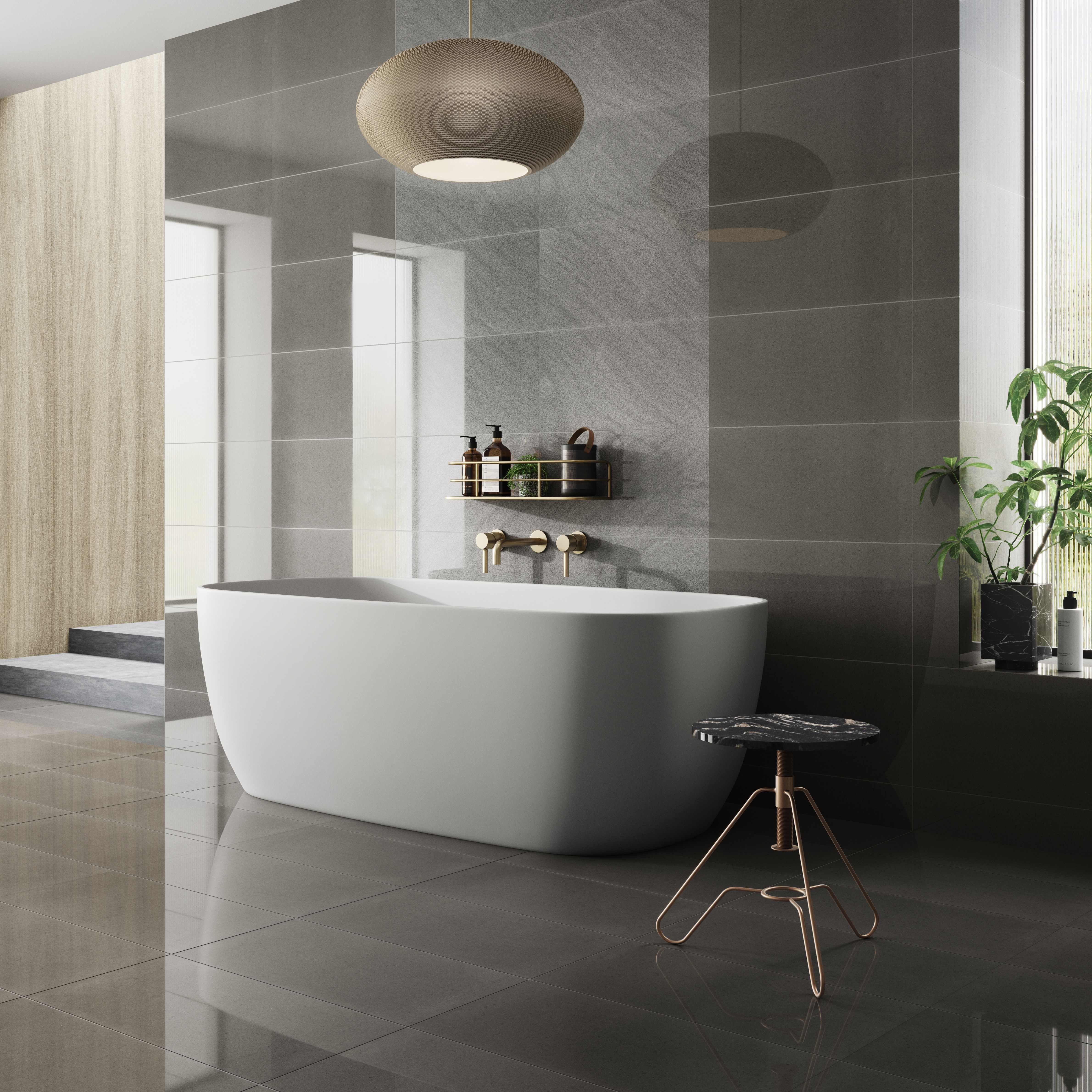 House of Mosaics Opulence Smoke grey Gloss Speckled Stone effect ...