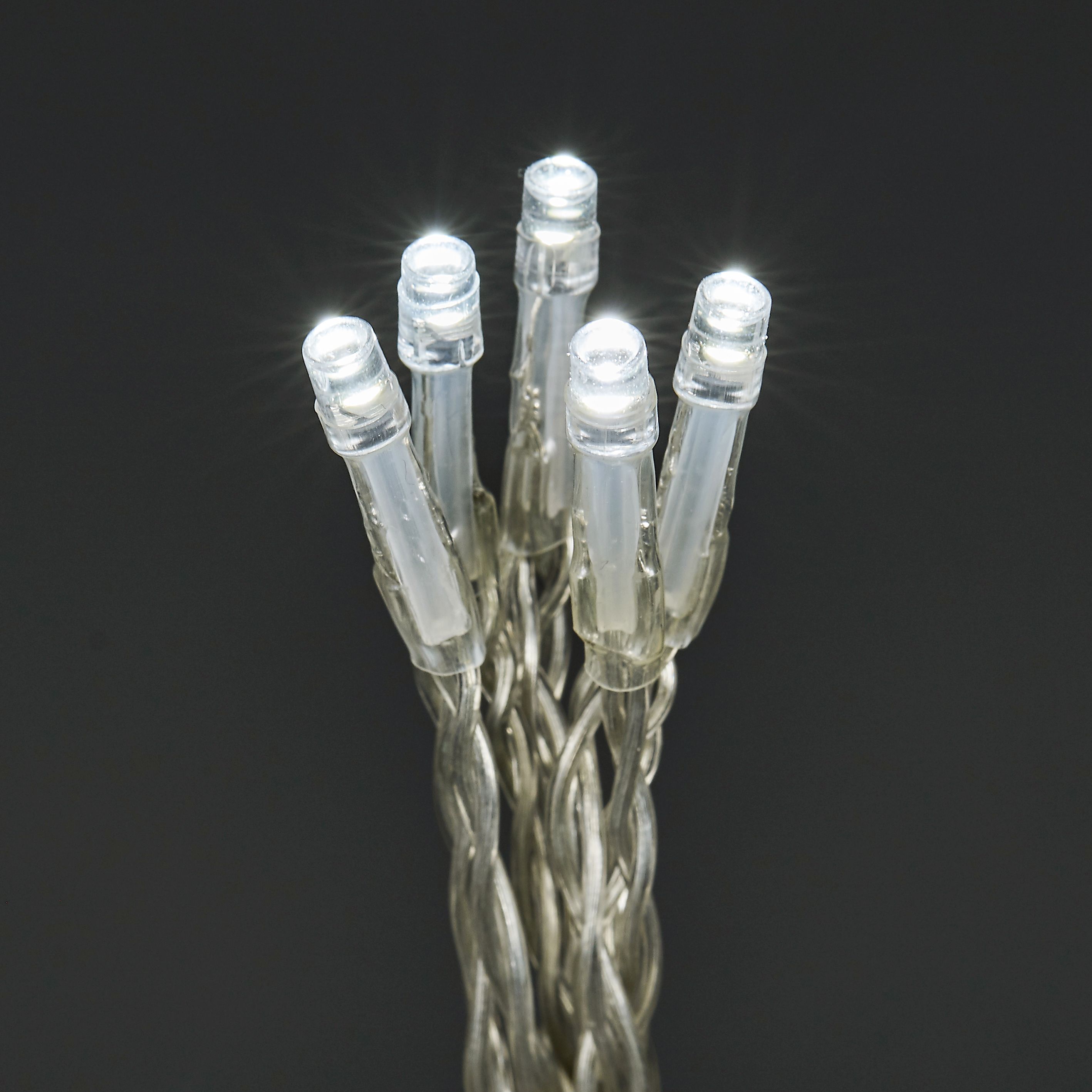 Ice white LED Timer function String lights Clear cable