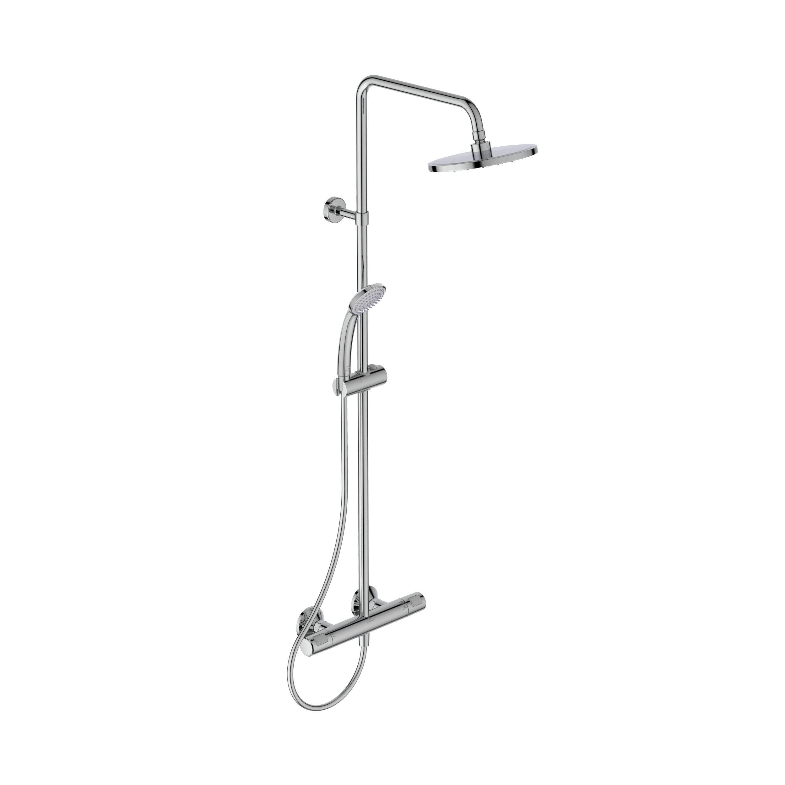 Ideal Standard Chrome effect Wall-mounted Mixer Shower with 2 heads & 1 ...