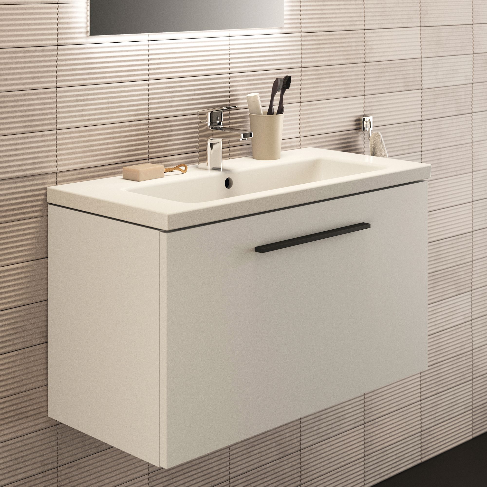 Ideal Standard i.life S Compact Matt White Wall-mounted Bathroom Vanity ...