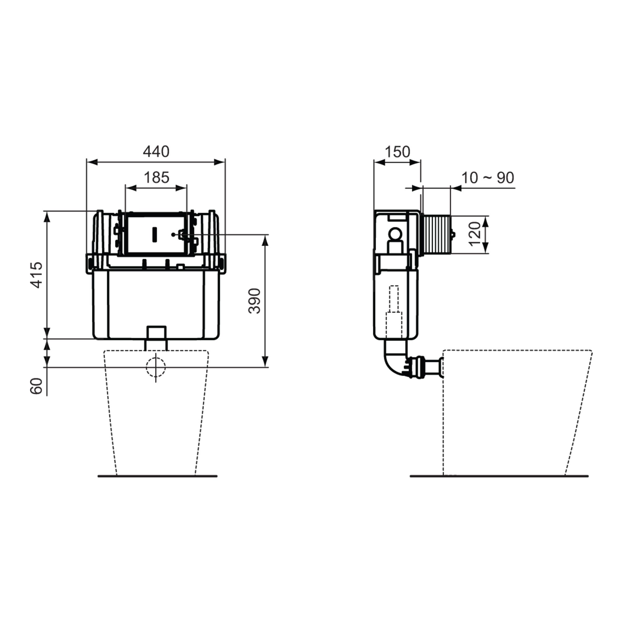 Ideal Standard ProSys Concealed Top inlet Dual Cistern (H)41.5cm (W ...