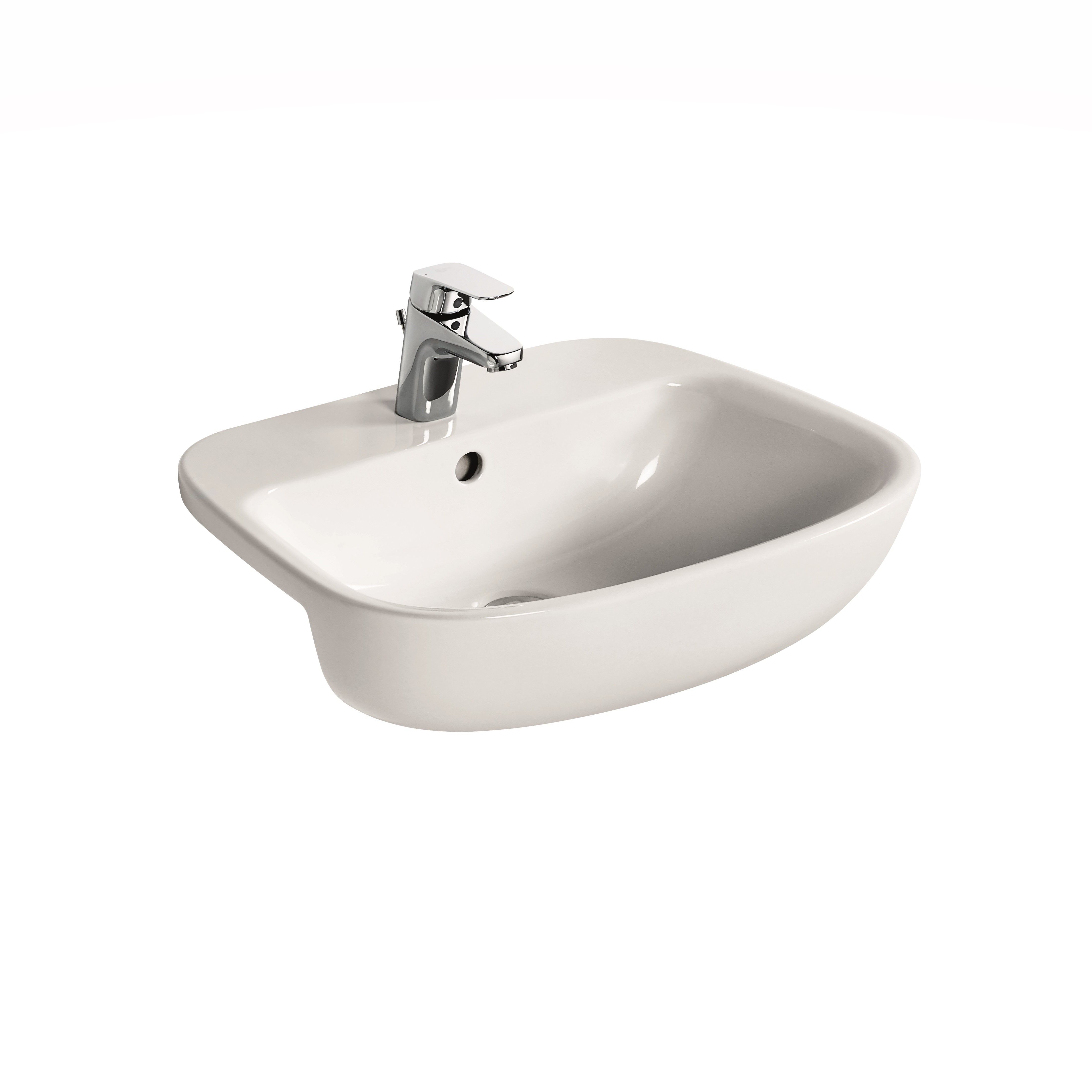 Ideal Standard Studio echo White D-shaped Semi-recessed Basin (W)55cm ...