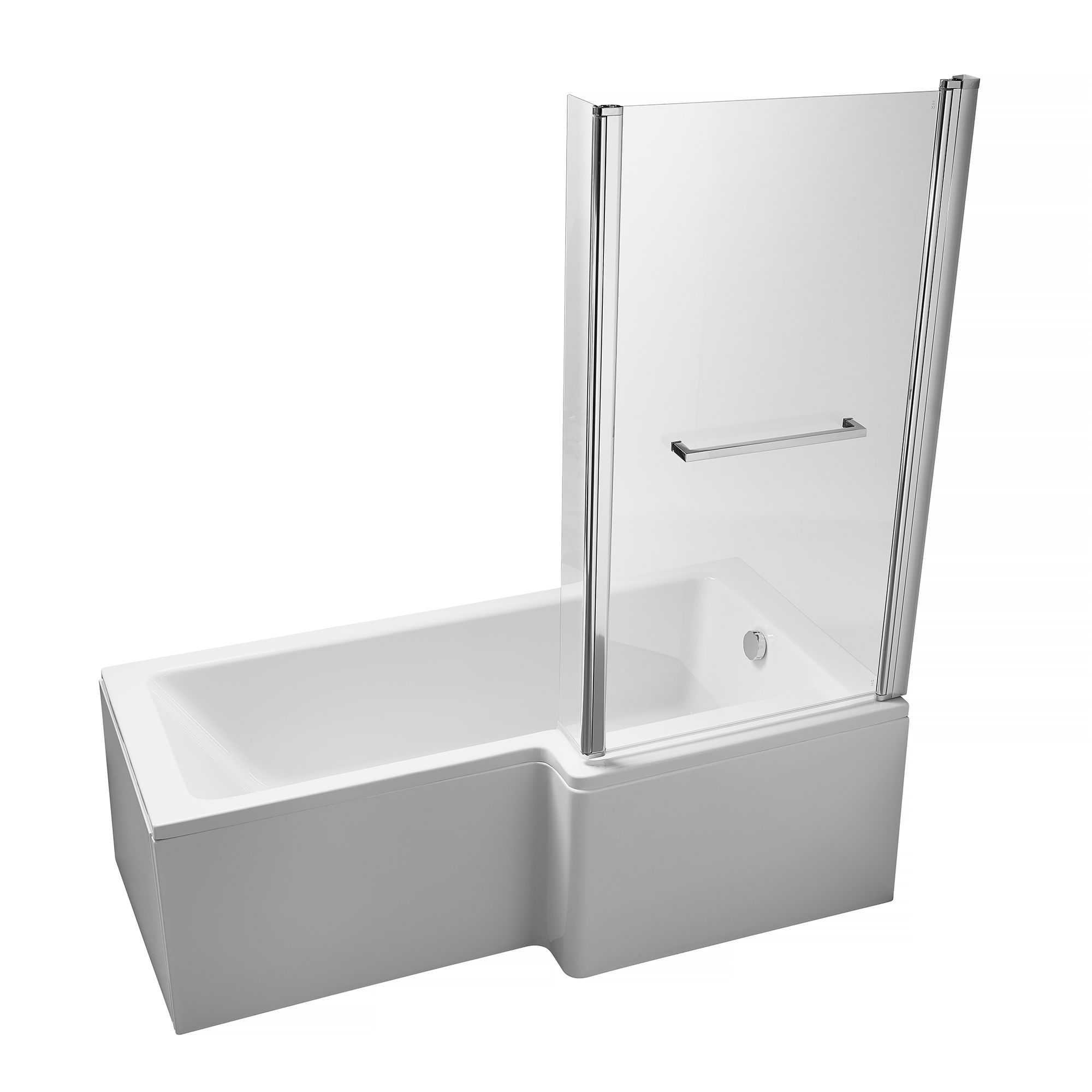 Ideal Standard Tempo Cube White L-shaped Right-handed Shower Bath ...