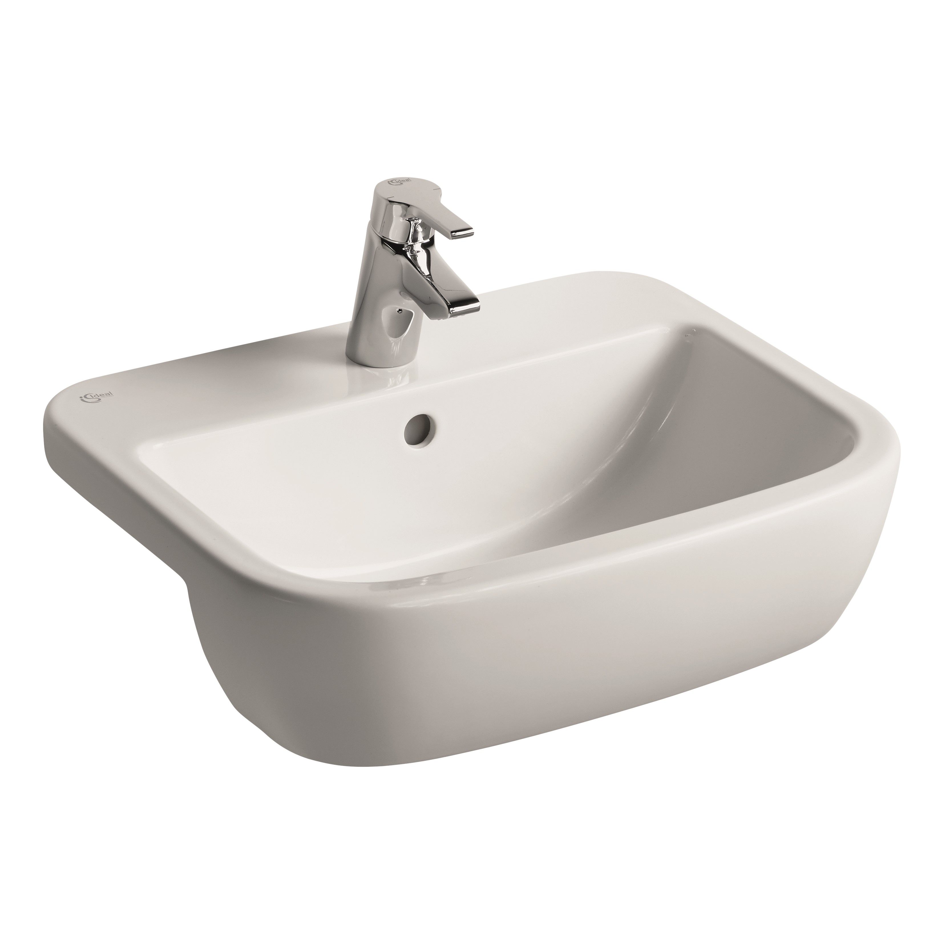 Ideal Standard Tempo White D-shaped Semi-recessed Basin (W)55cm