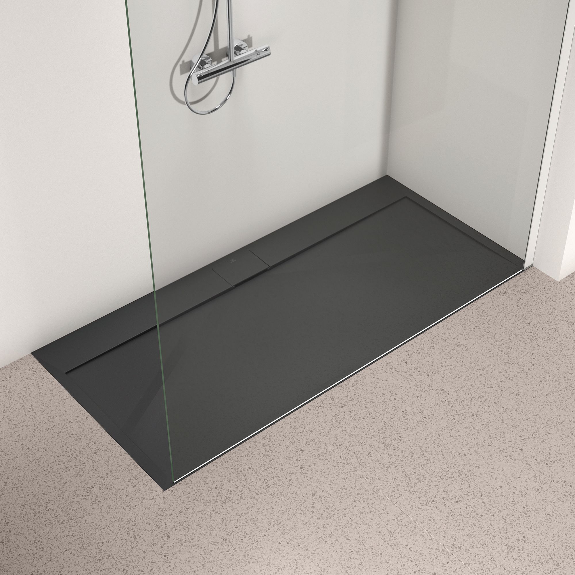 Ideal Standard Ultraflat S i.life Matt Jet Black Rectangular Centre ...