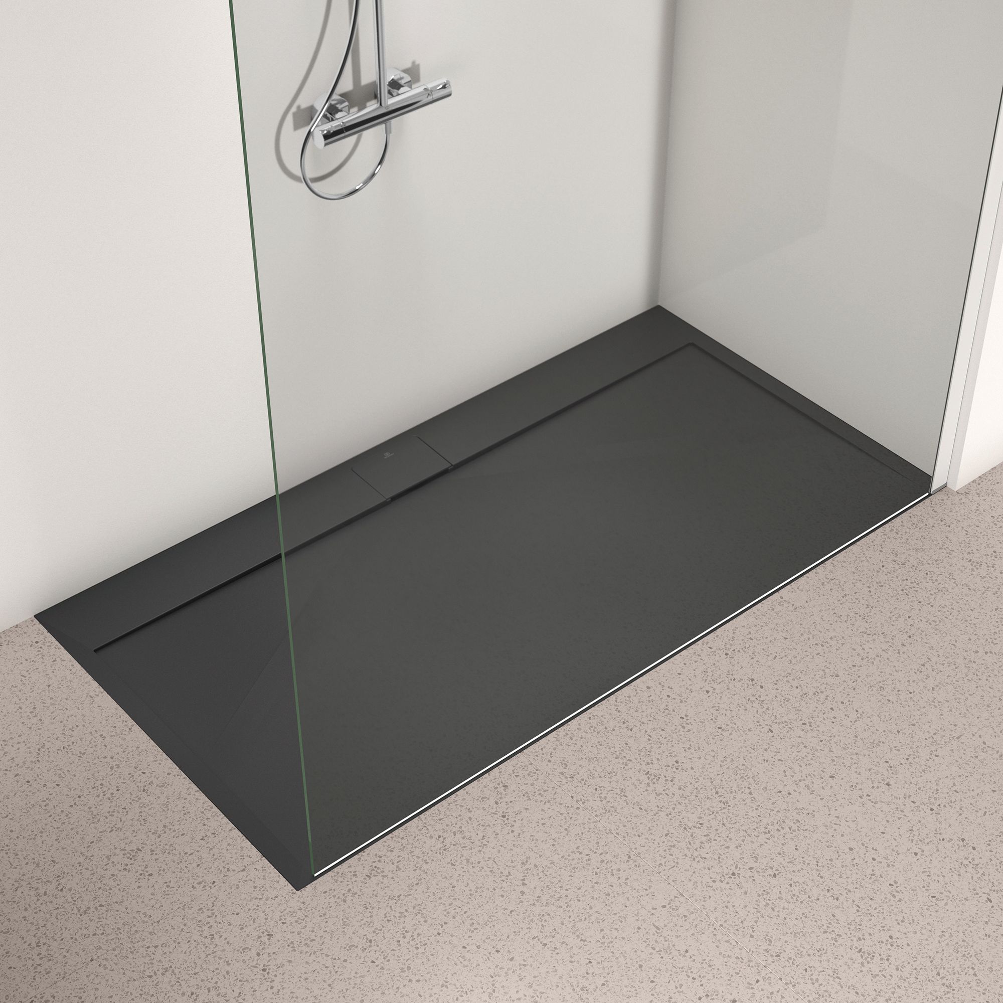 Ideal Standard Ultraflat S i.life Matt Jet Black Rectangular Centre ...