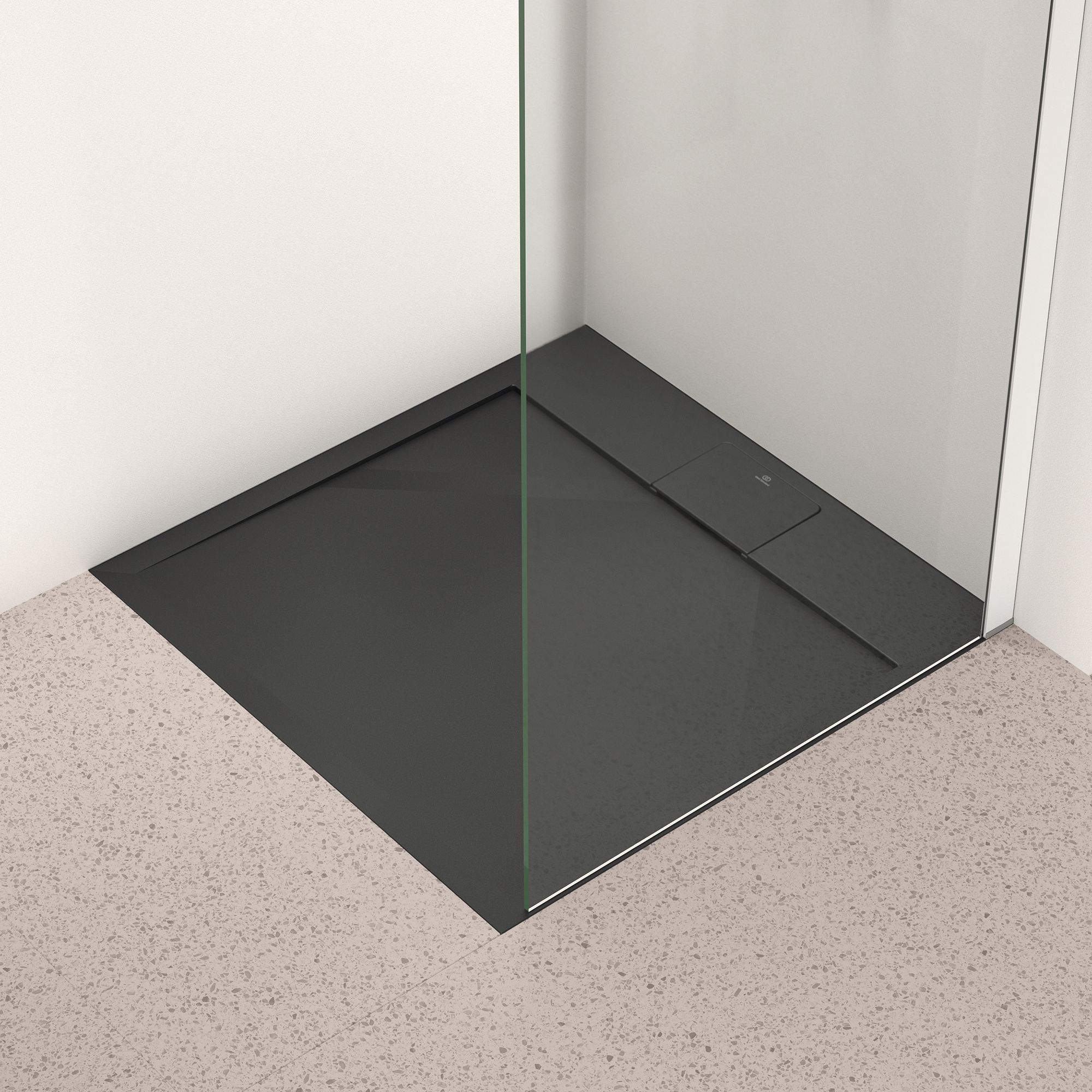 Ideal Standard Ultraflat S i.life Matt Jet Black Square Centre drain ...