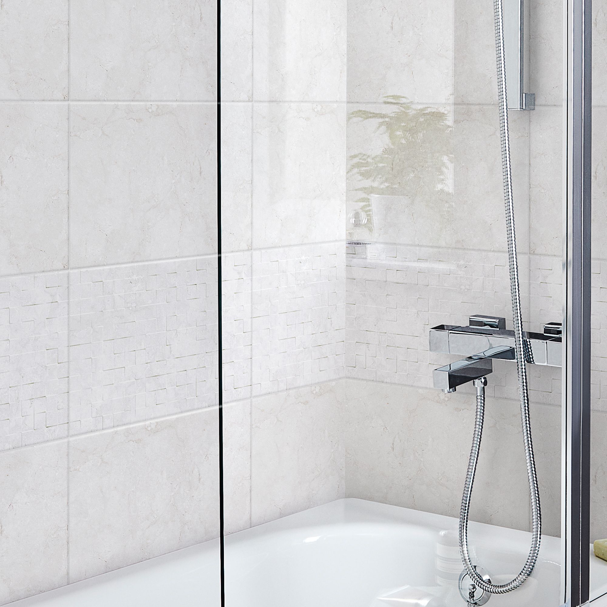 Ideal White Gloss Marble effect Ceramic Indoor Wall Tile Sample