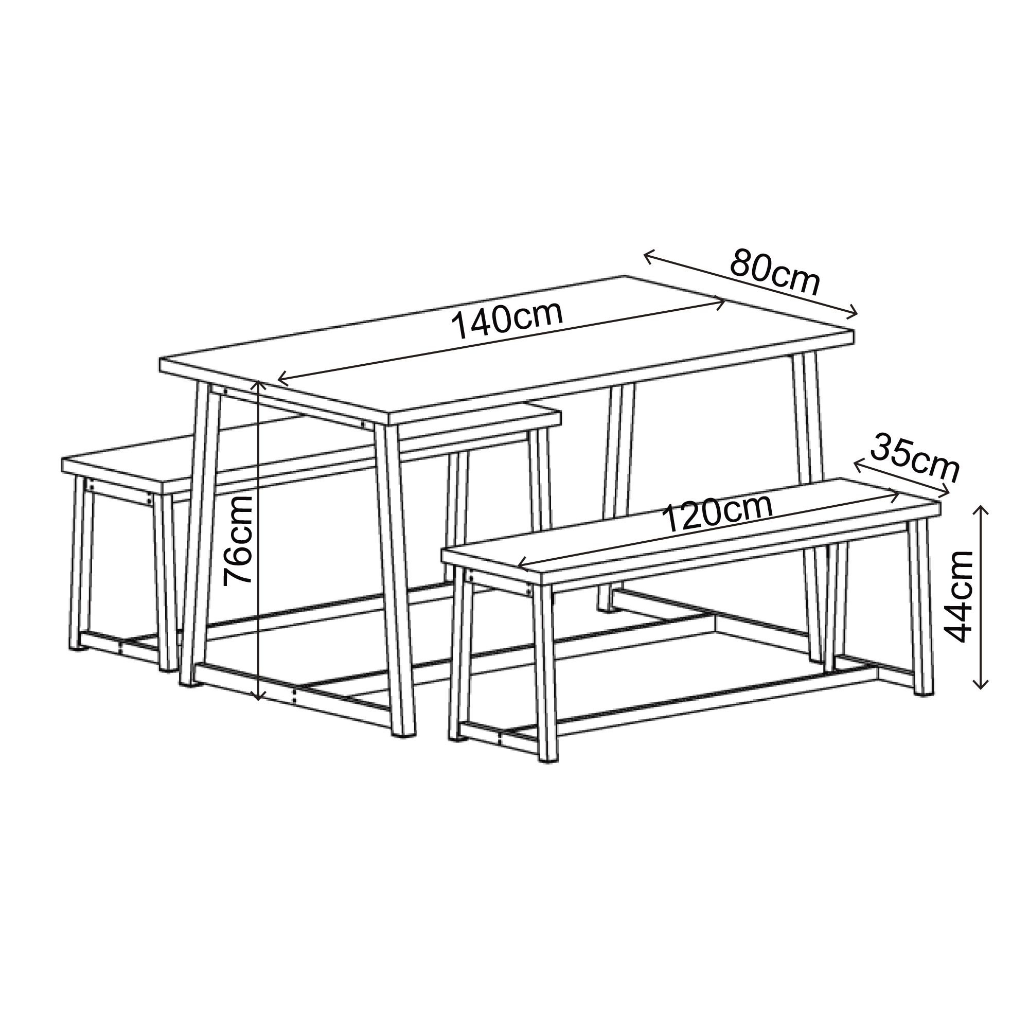 Indoor Oak effect Rectangular Dining Table & bench set
