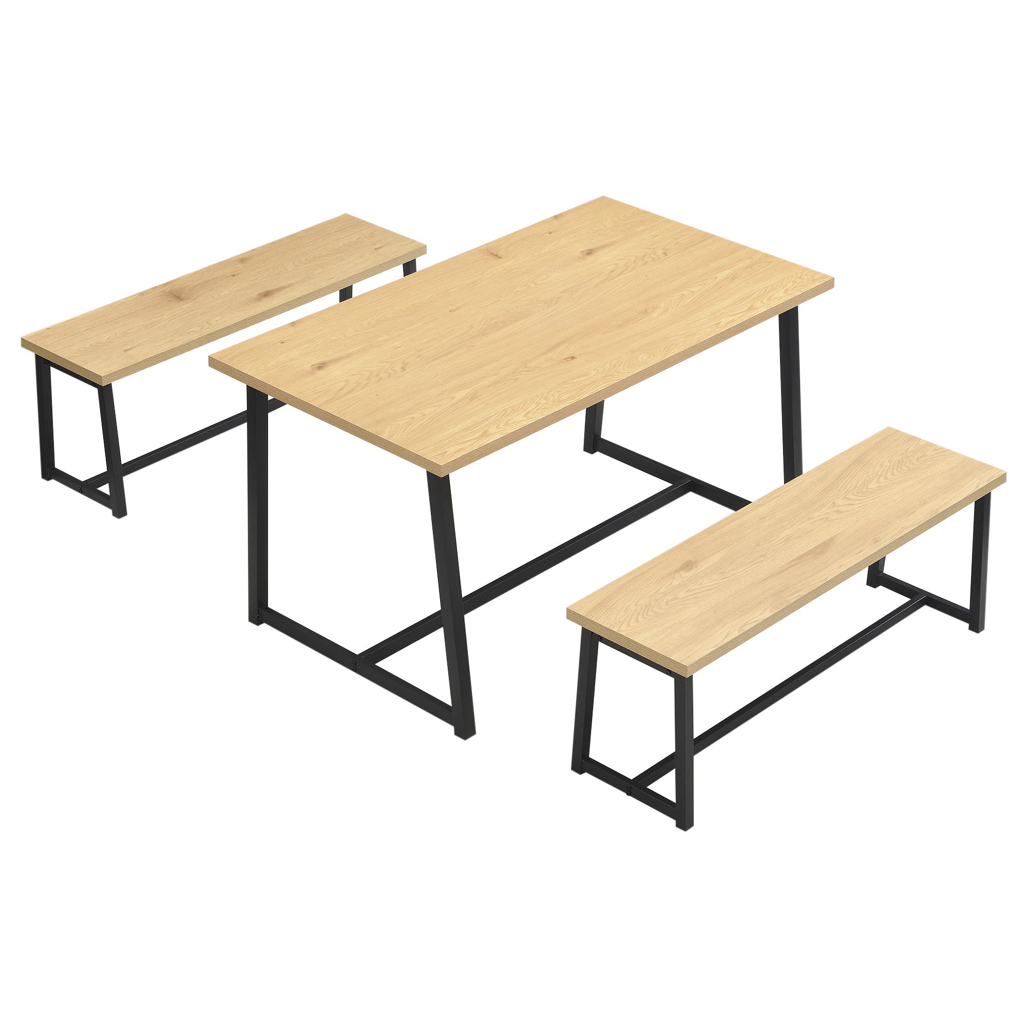 Indoor Oak effect Rectangular Dining Table & bench set