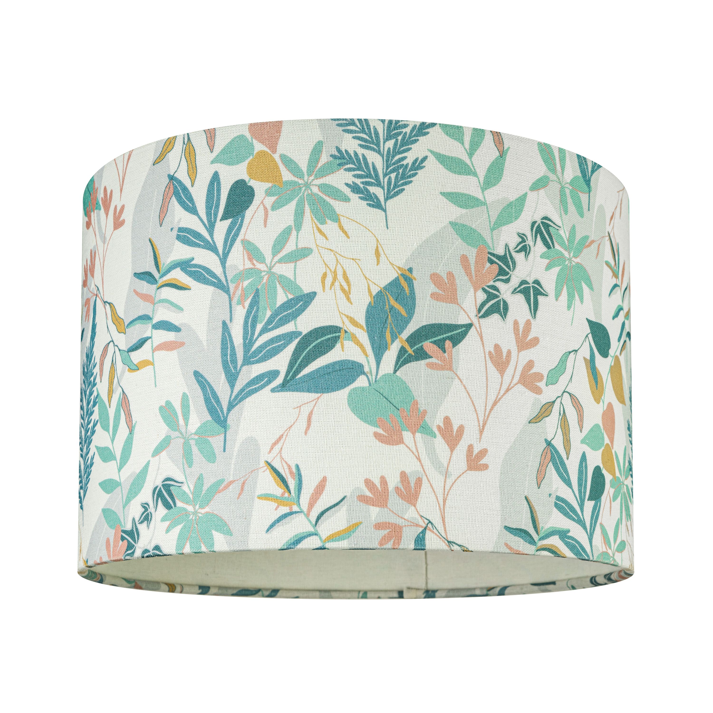 Inky Multicoloured Leaves Drum Lamp shade (D)30cm