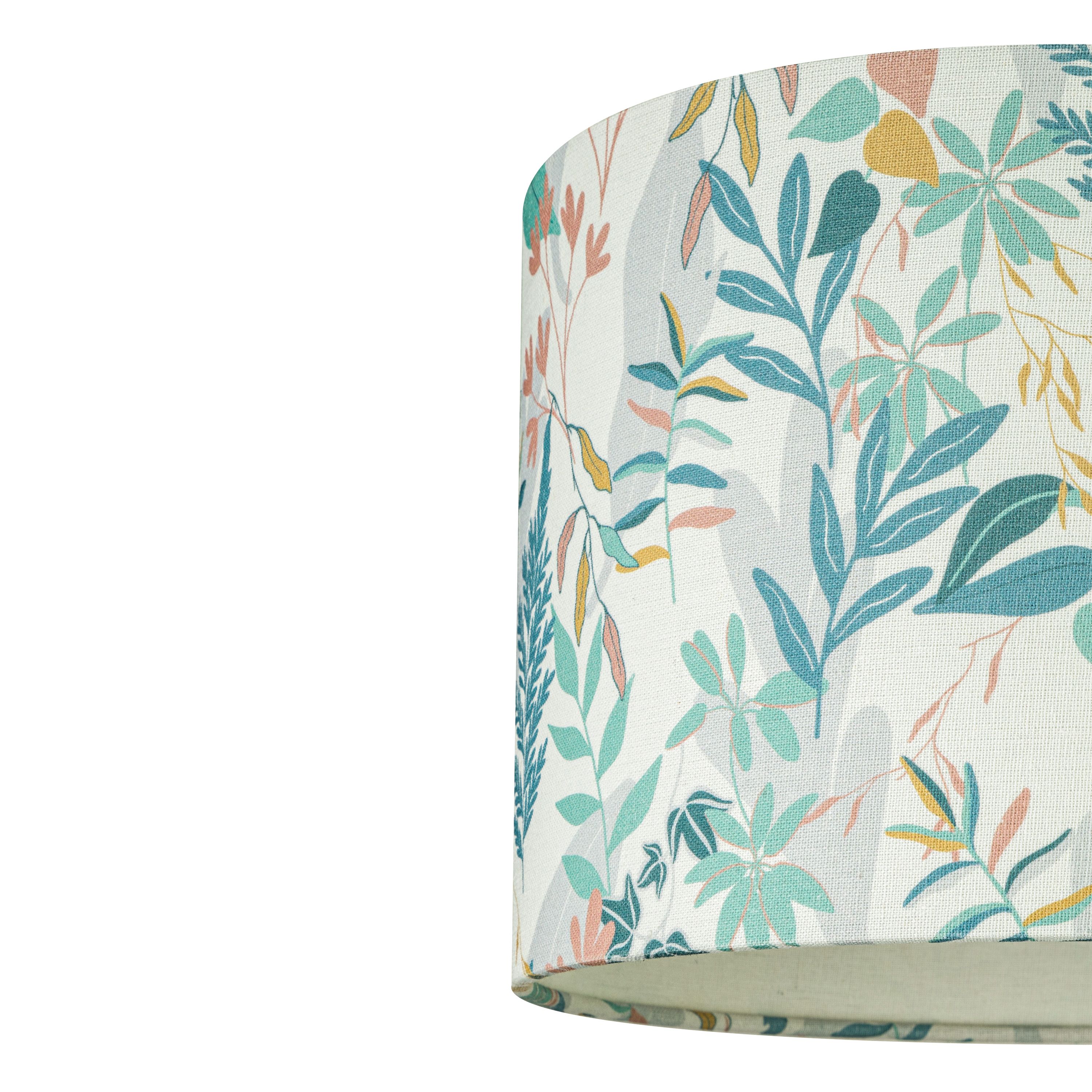 Inky Multicoloured Leaves Drum Lamp shade (D)30cm