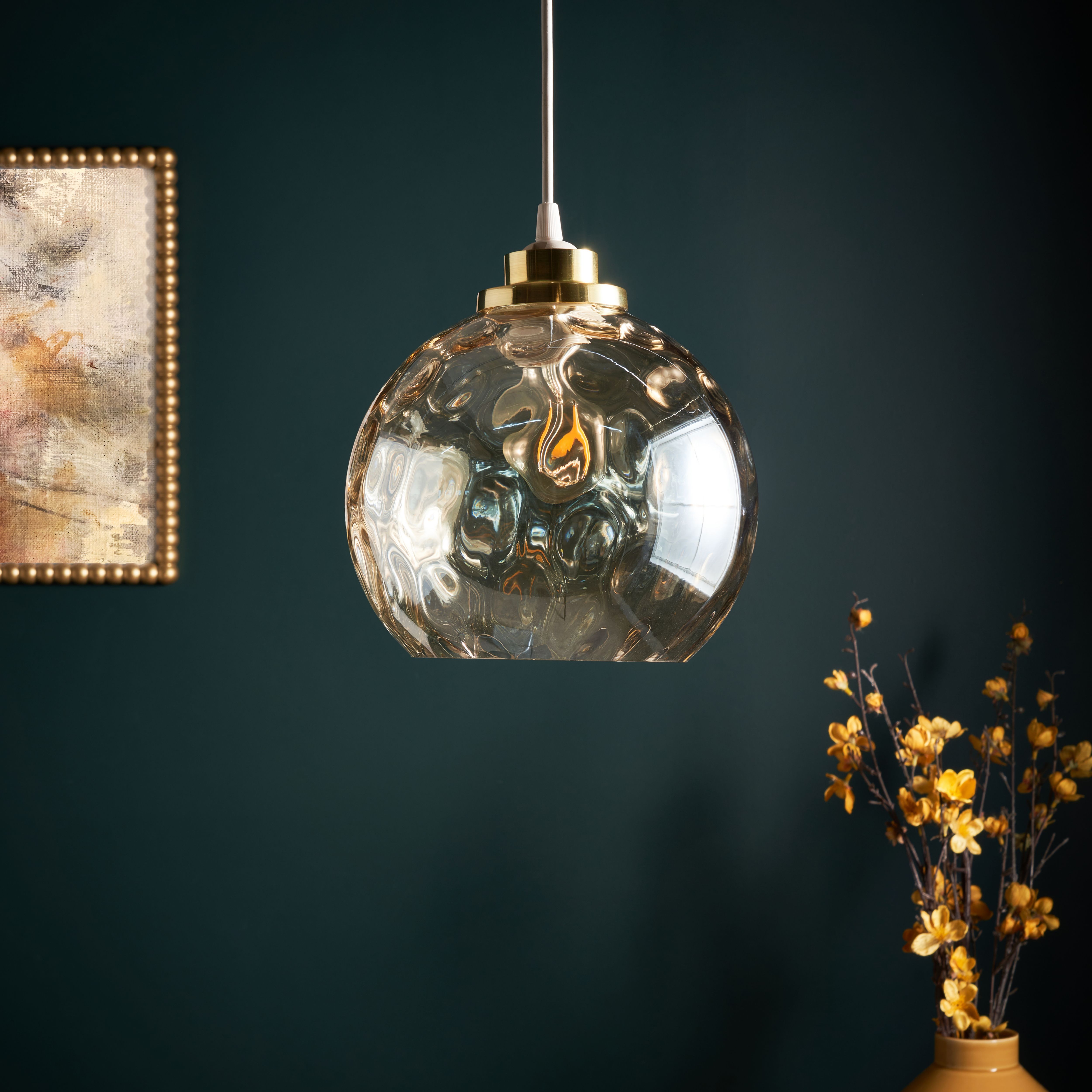 Inlight Alegre Brass effect Dimpled Spherical Lamp shade (D)21.5cm