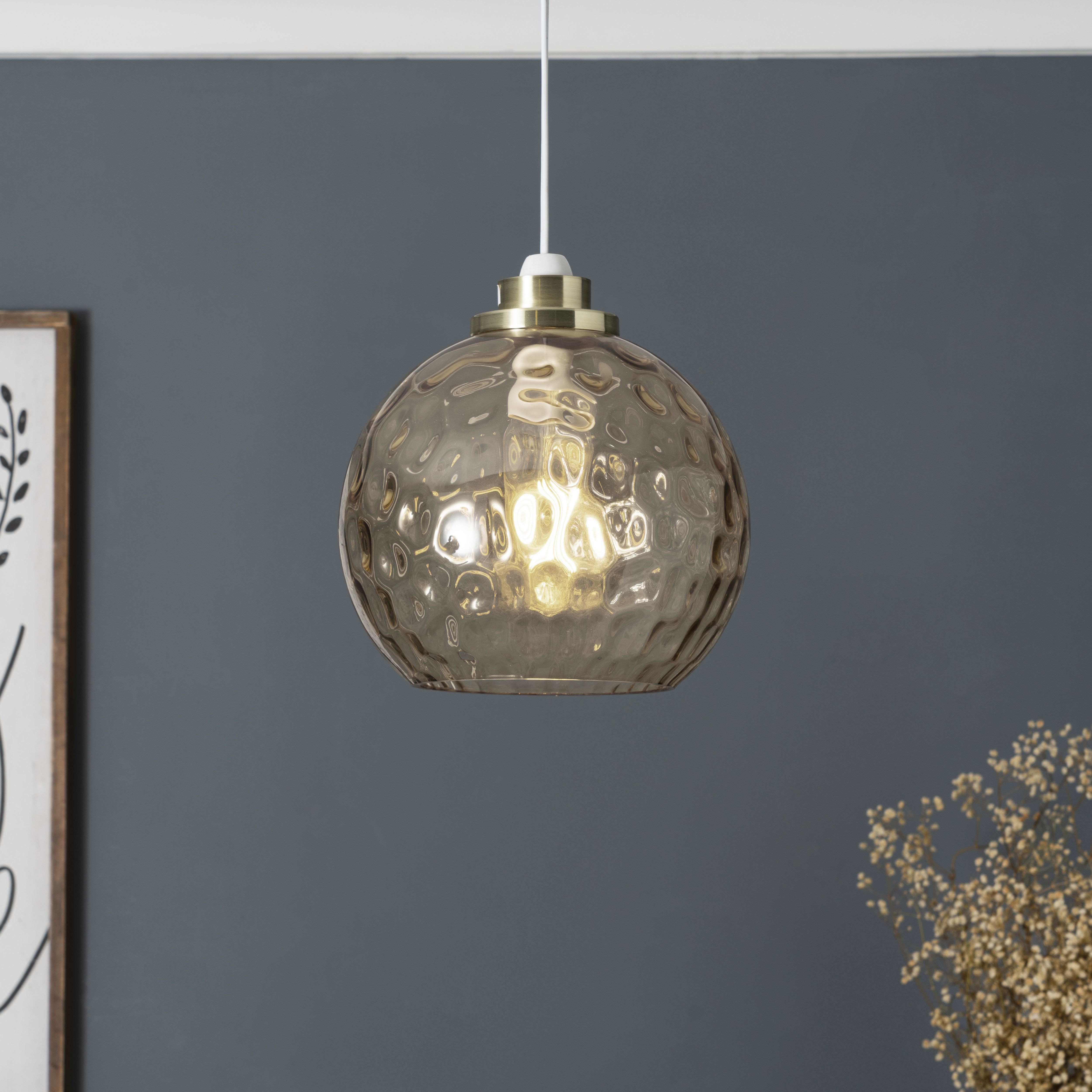 Inlight Alegre Brass effect Dimpled Spherical Lamp shade (D)21.5cm