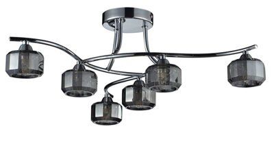 Inlight Allyn Ridge Brushed Glass & metal Smoked chrome effect 6 Lamp ...