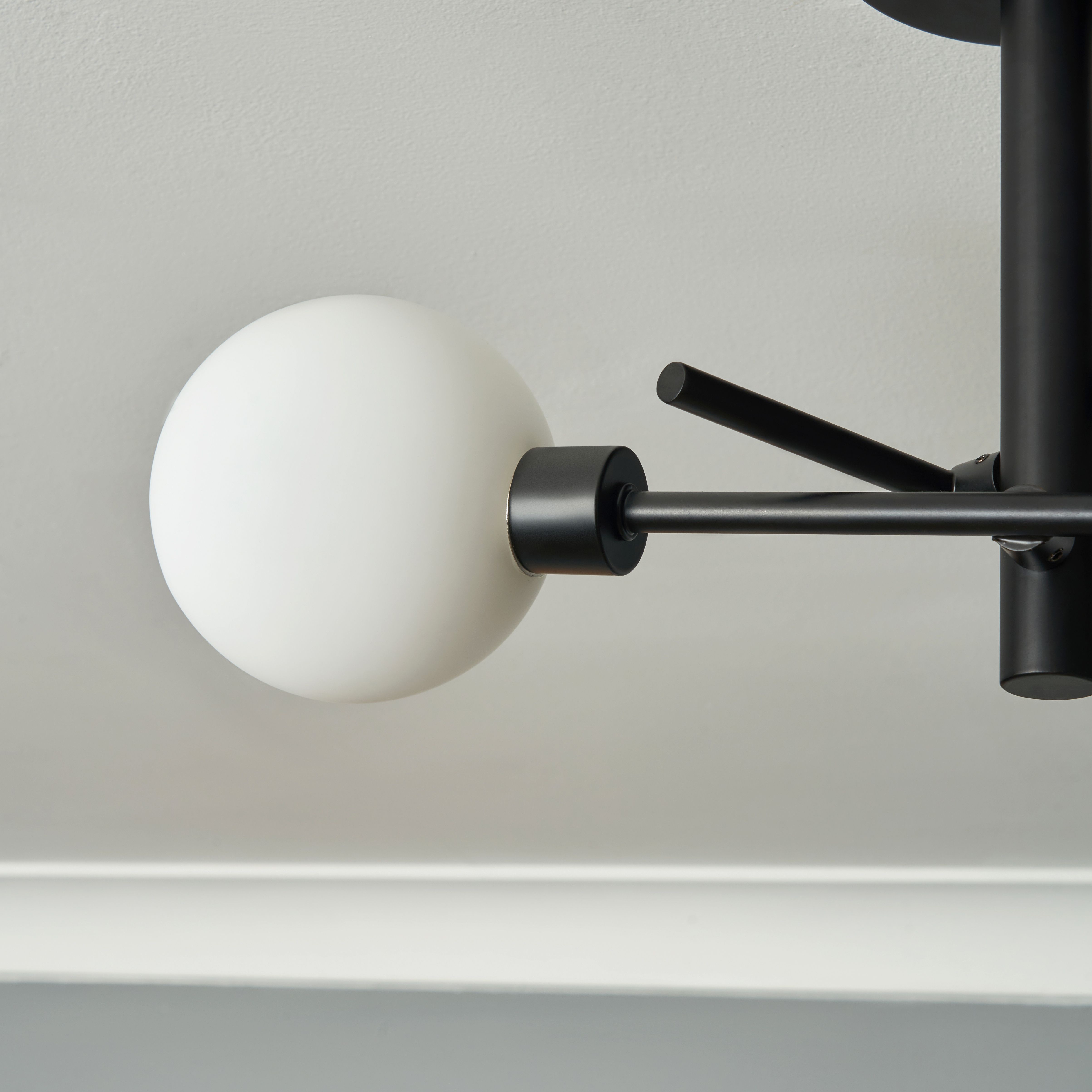 Inlight Avon Matt Glass & metal Black 3 Lamp LED Ceiling light
