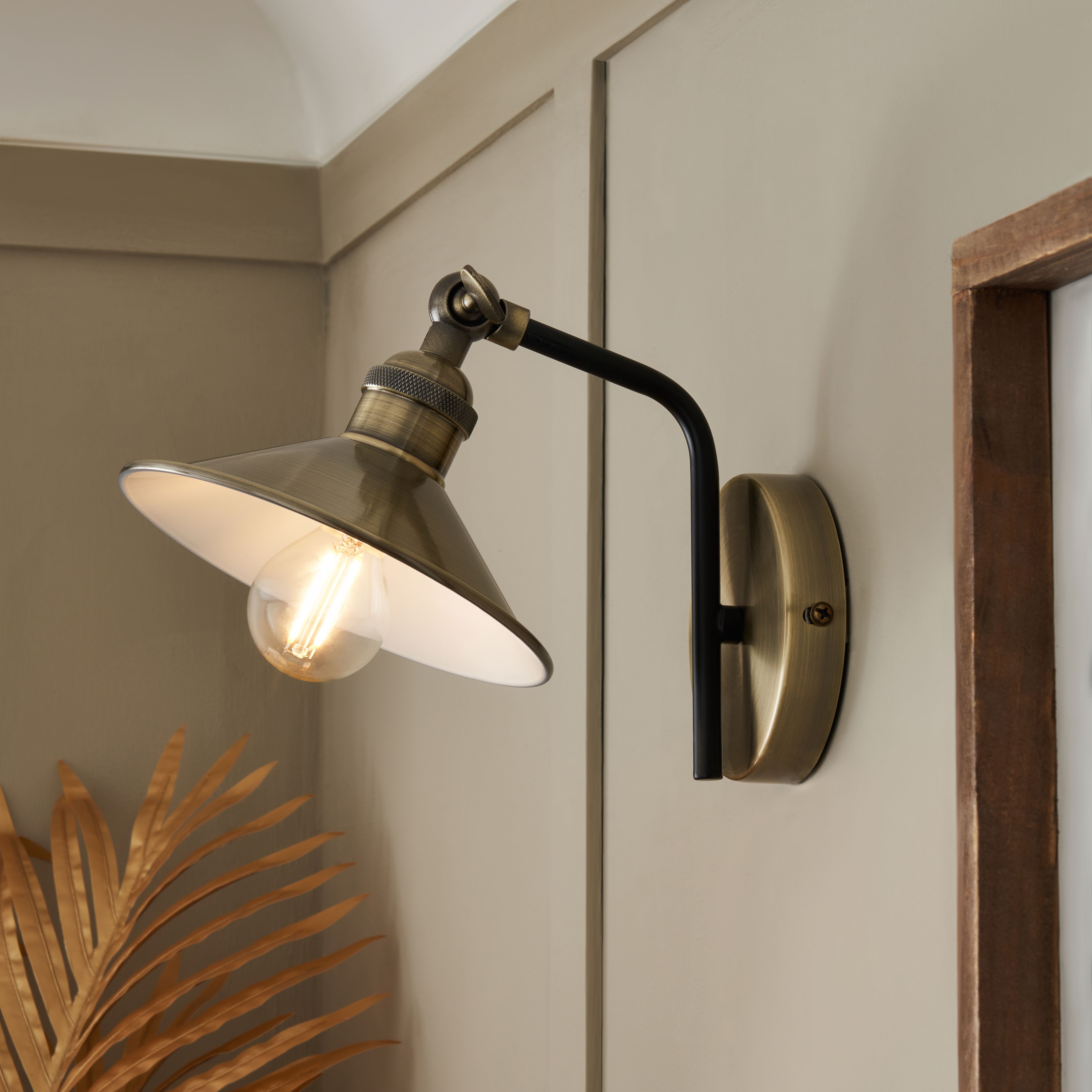 Inlight Bureau Satin Nickel Wired LED Wall light | DIY at B&Q