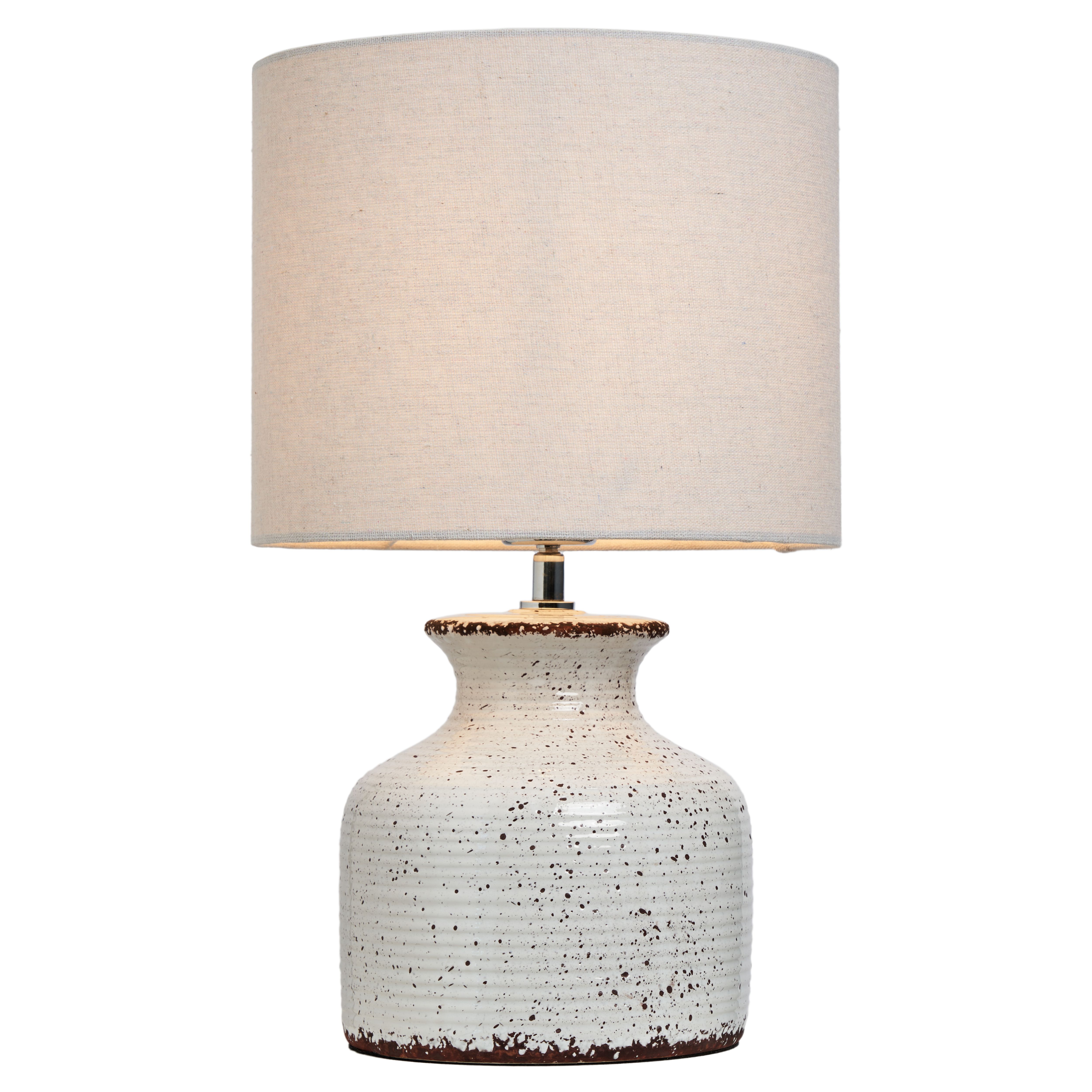Inlight Capan Crackled Round Natural Distressed effect Table lamp