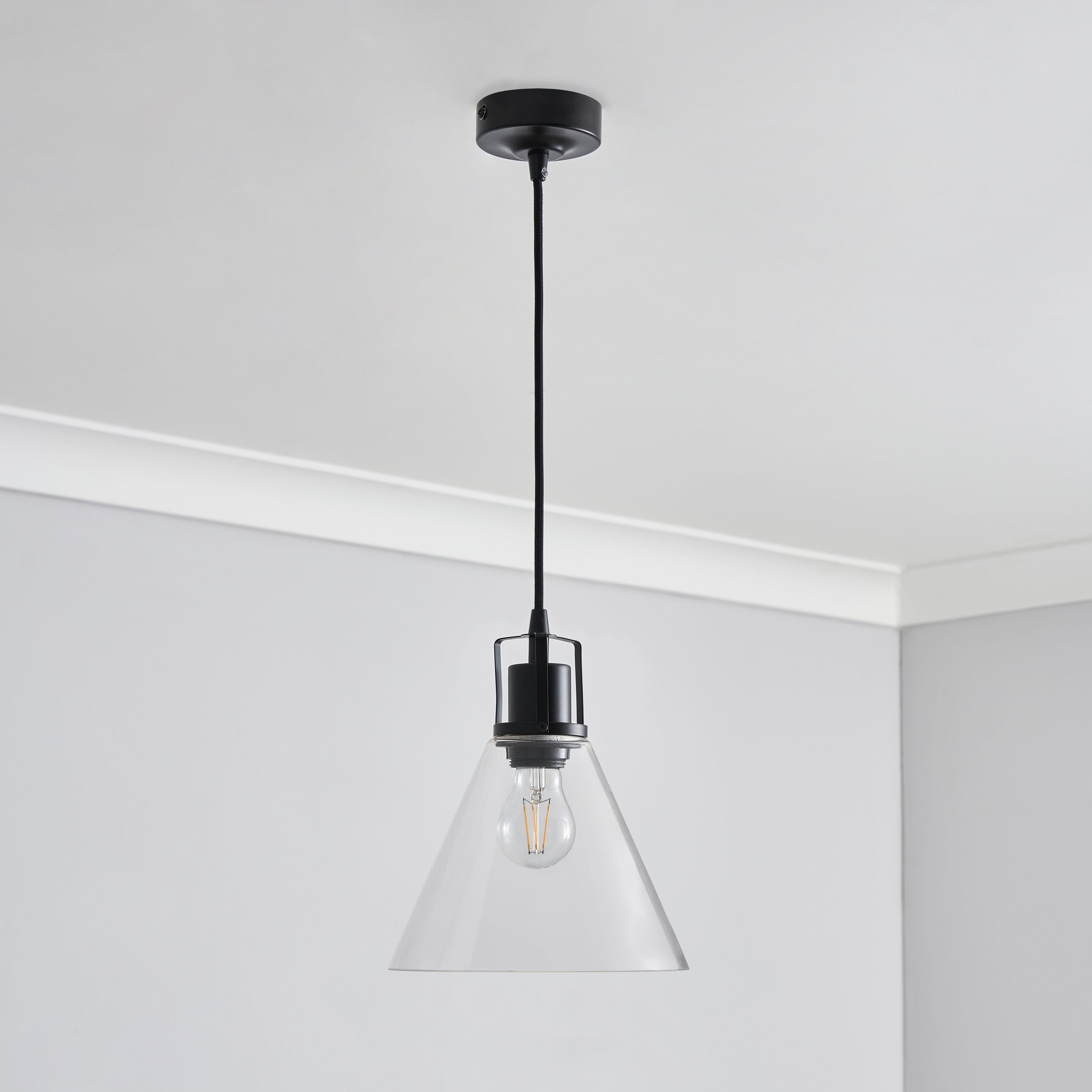 Inlight Dafyd Matt Glass & metal LED Ceiling light