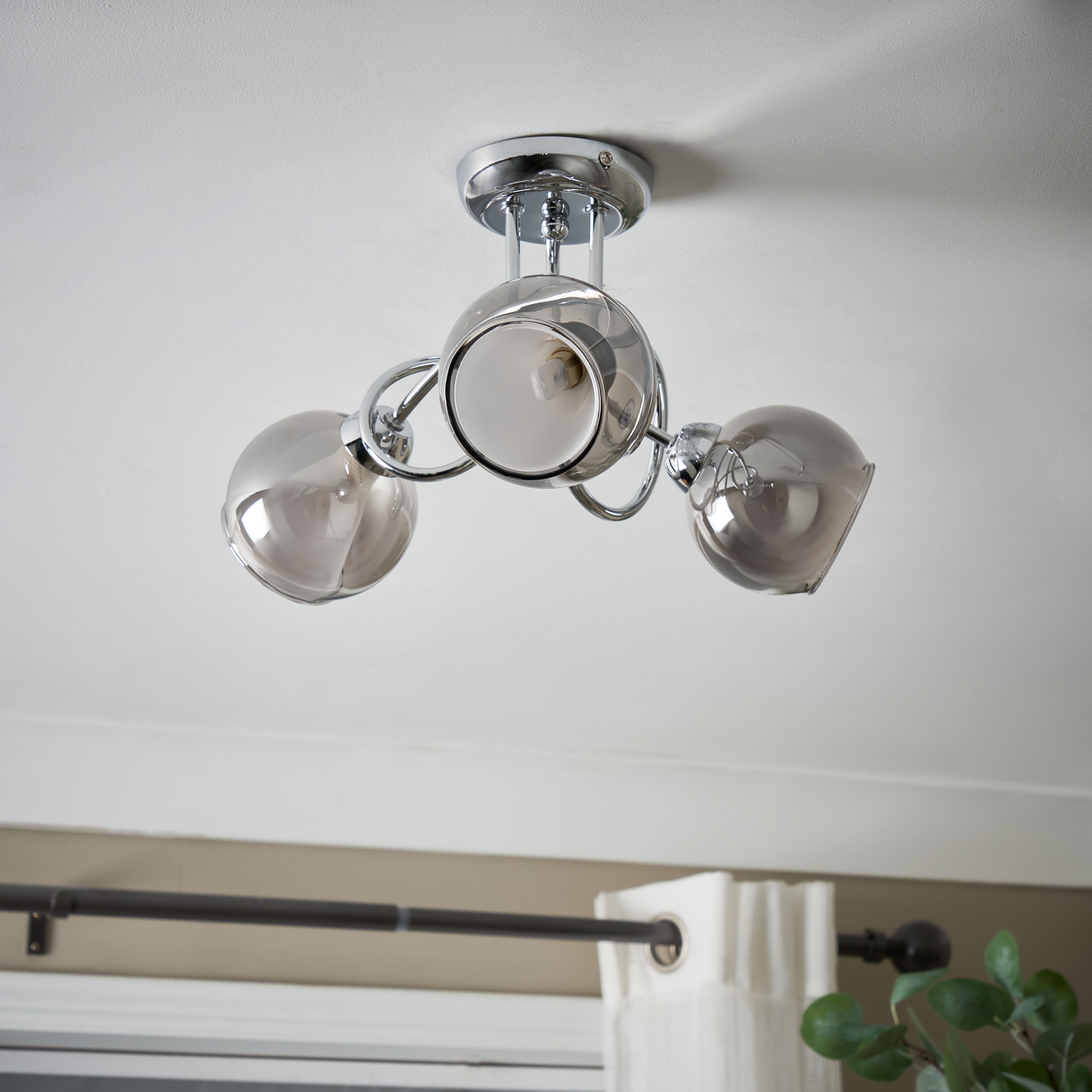 Inlight Elevate Glass & steel Chrome & smoked glass effect 3 Lamp ...