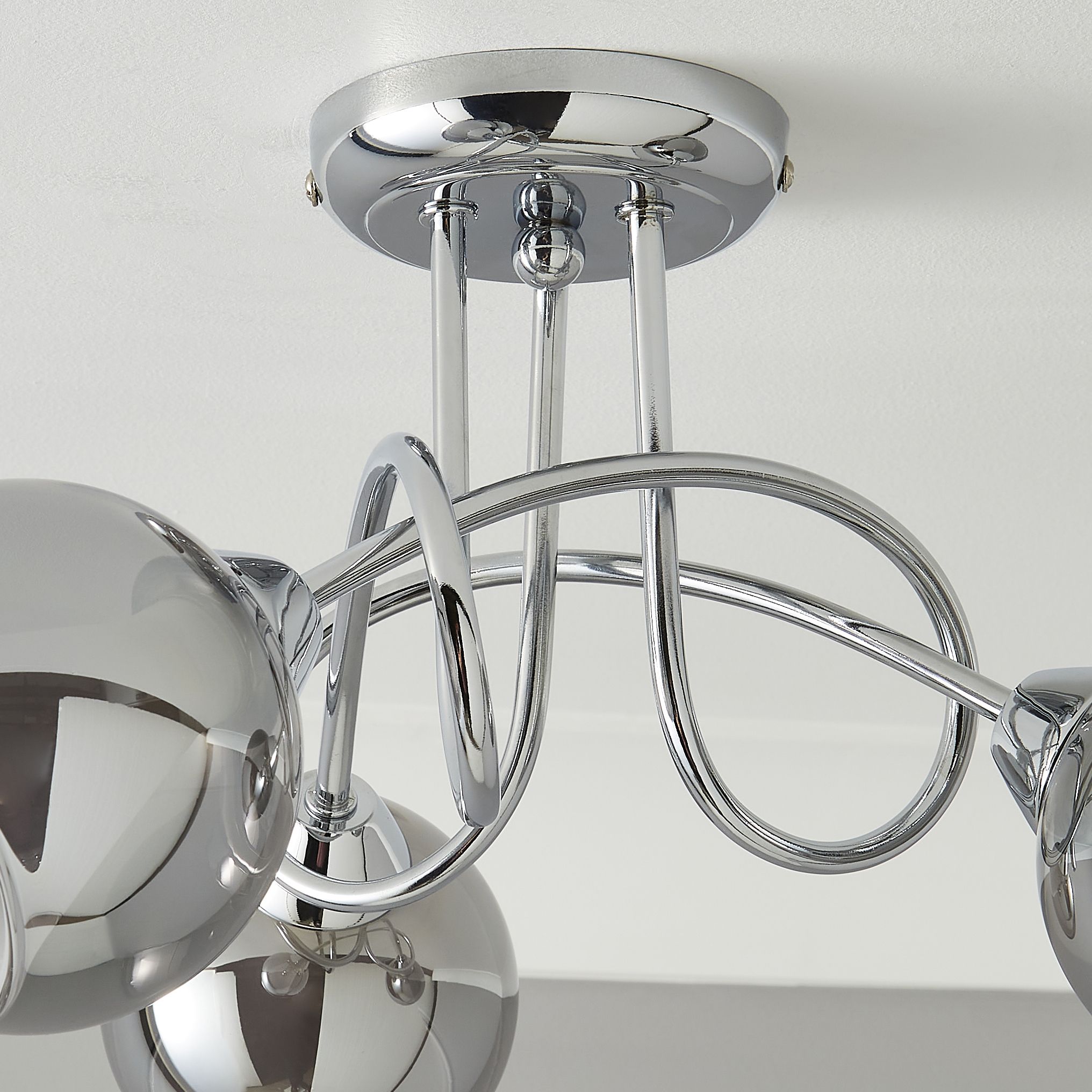 Inlight Elevate Glass & steel Chrome & smoked glass effect 3 Lamp ...